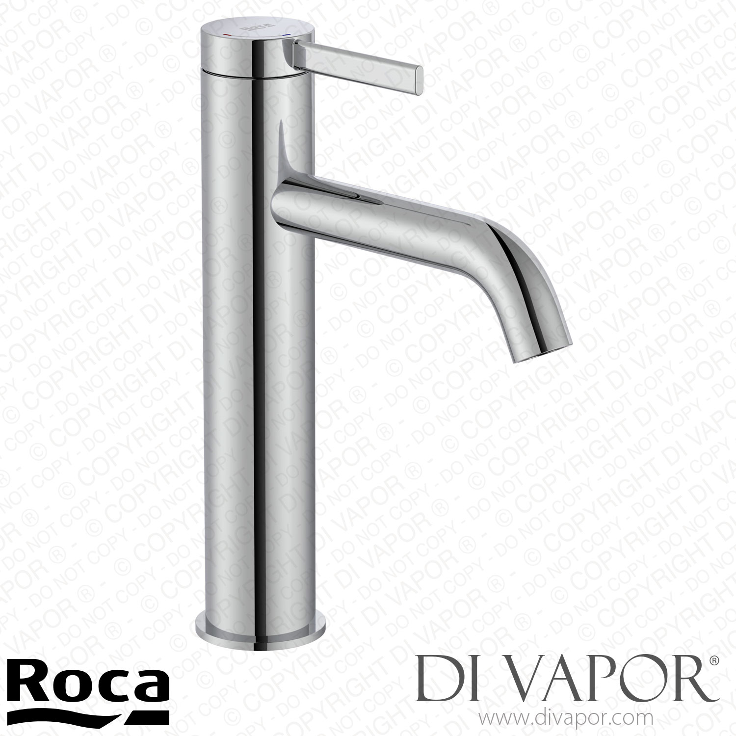 Roca Basin Mixer Medium Height Smooth Body with Click Clack Waste Cold ...