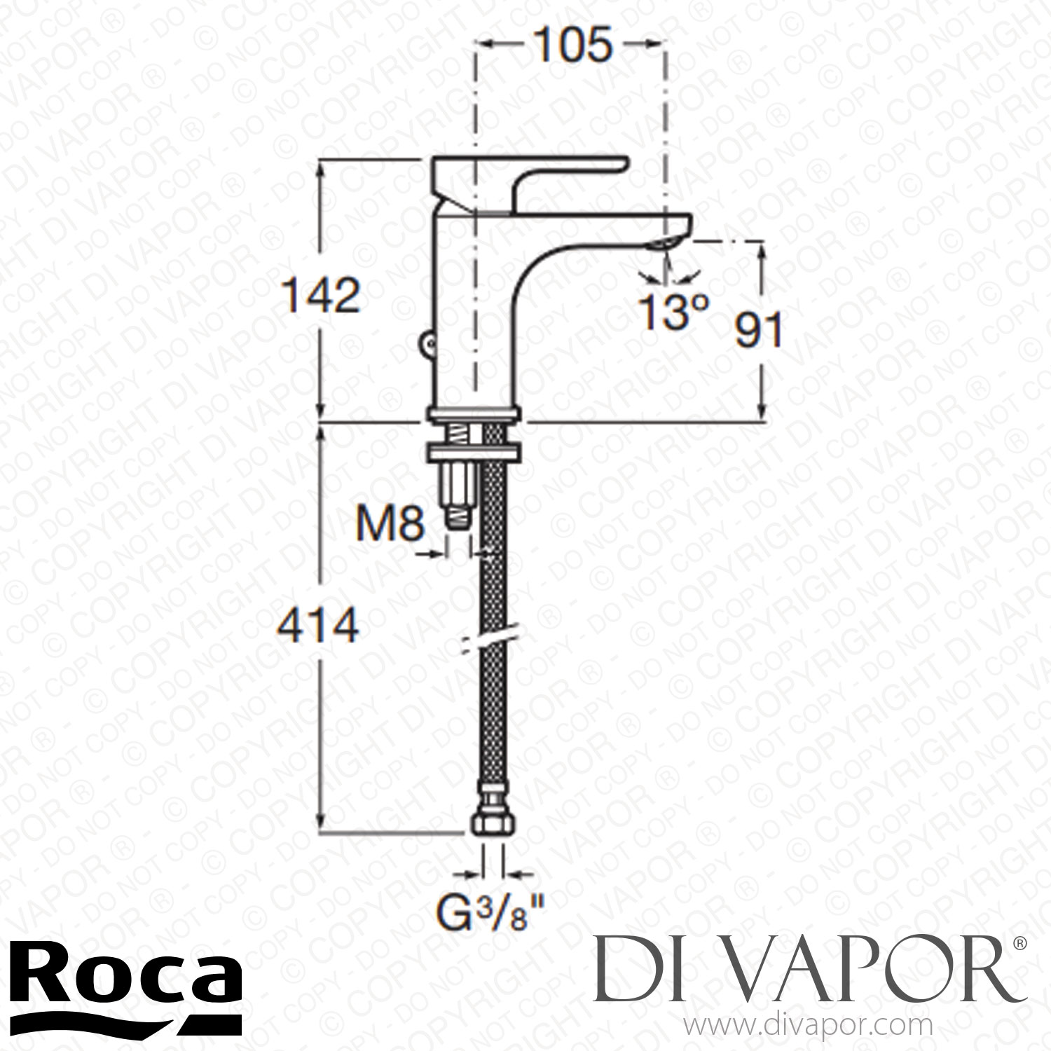 Roca Basin Mixer with Chain Connector Cold Start XL Handle (A5A3J09C00 ...