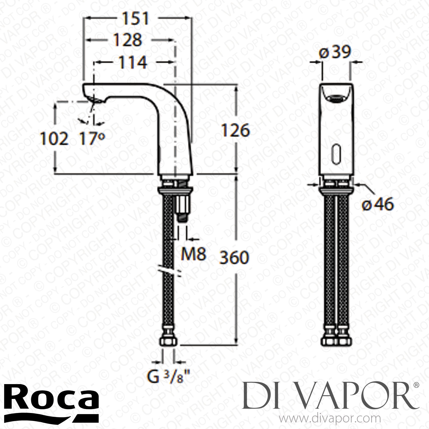 Roca Electronic Basin Faucet (One Water) with Flow Limiter (A5A5609C00)