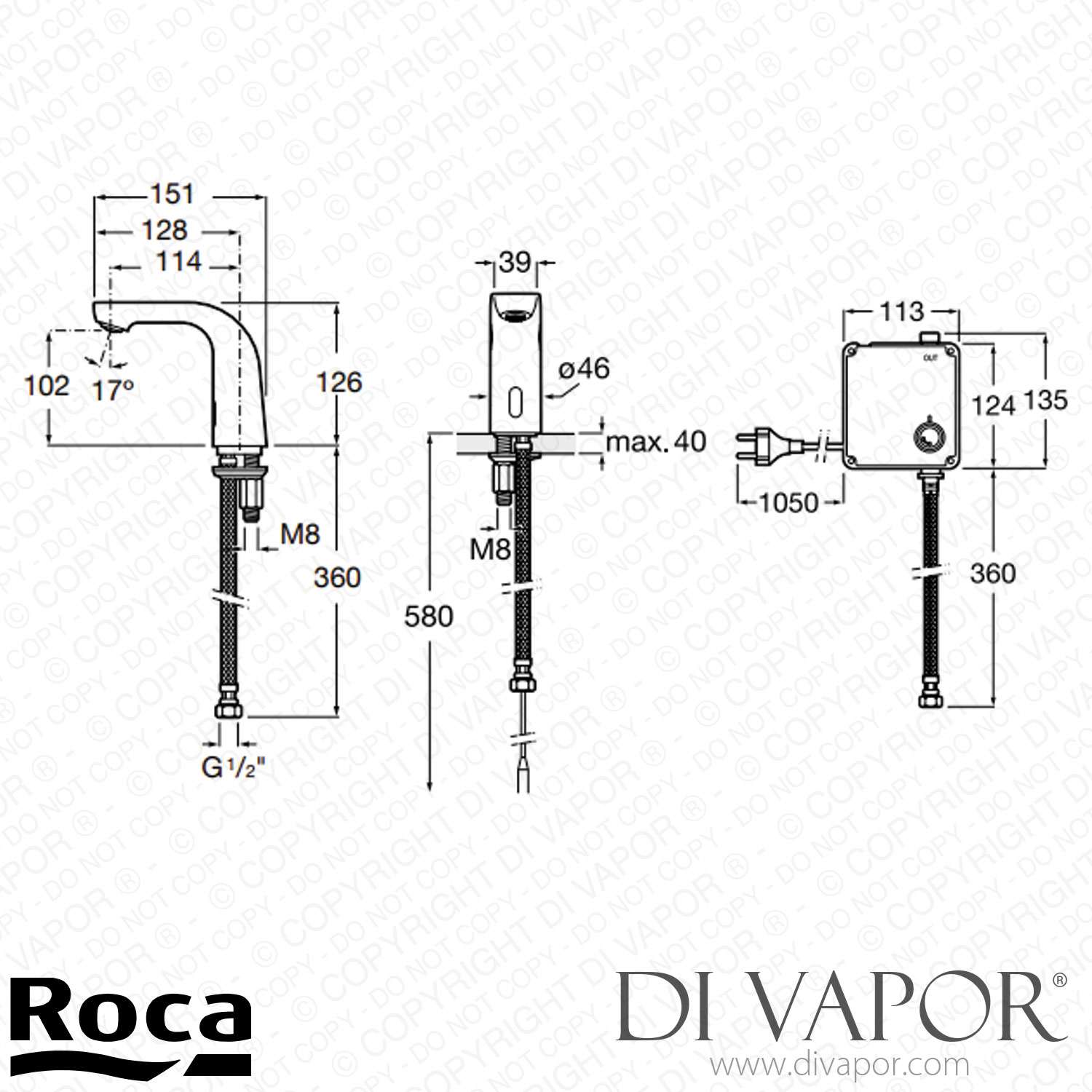 Roca Electronic Mixer - Mains Operated (A5A5709C00) Spare Parts