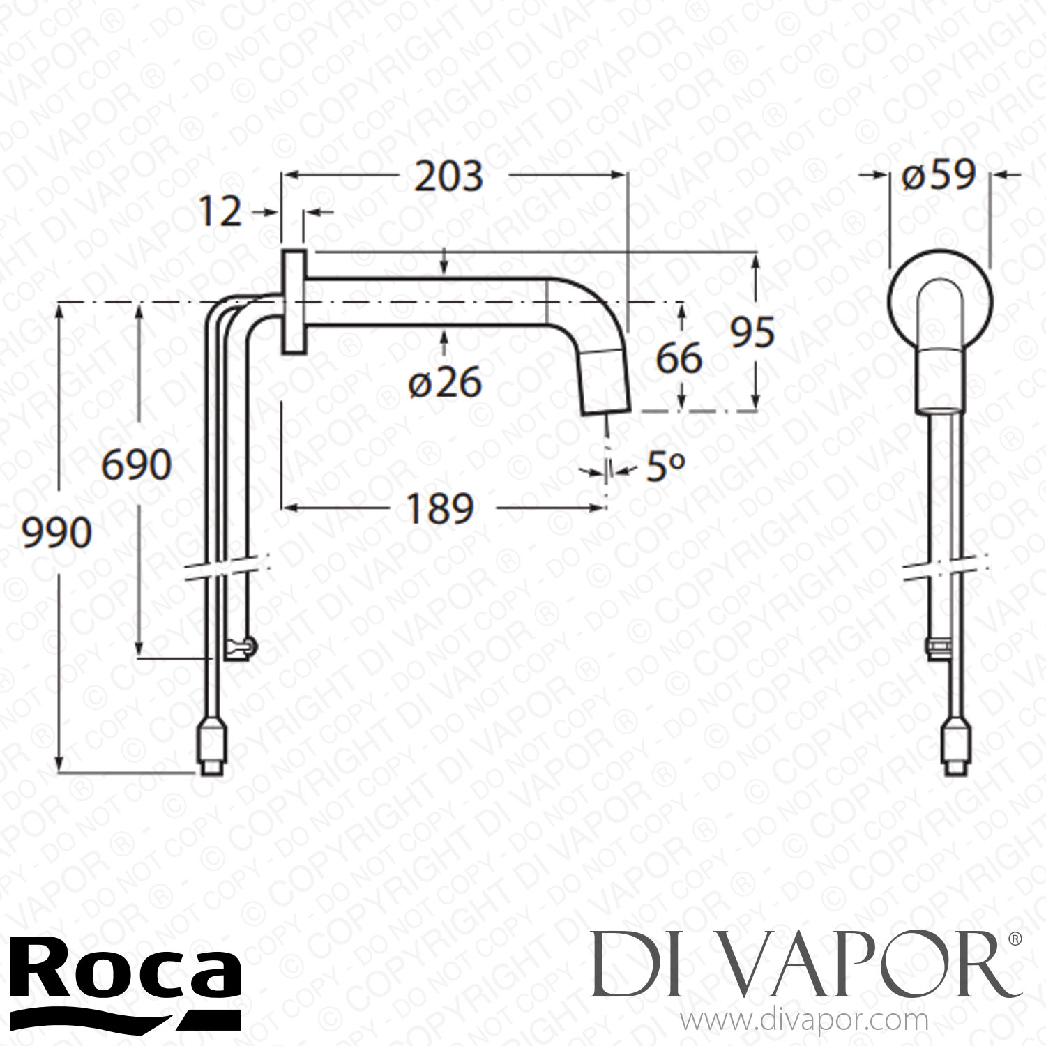 Roca Wall-Mounted Sensor Tap Mains (A5A5743C00) Spare Parts