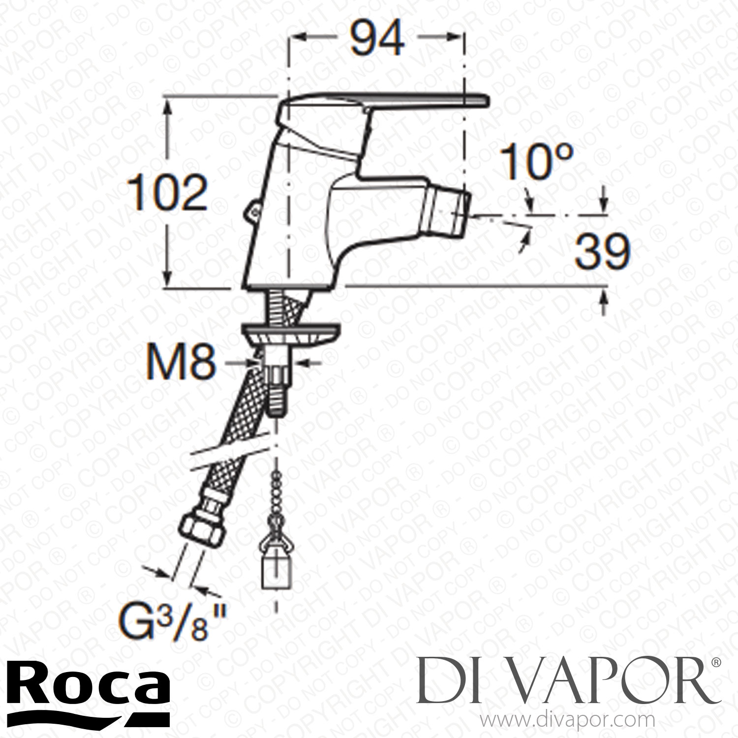 Roca Bidet Mixer with Chain Connector (A5A6125C00) Spare Parts