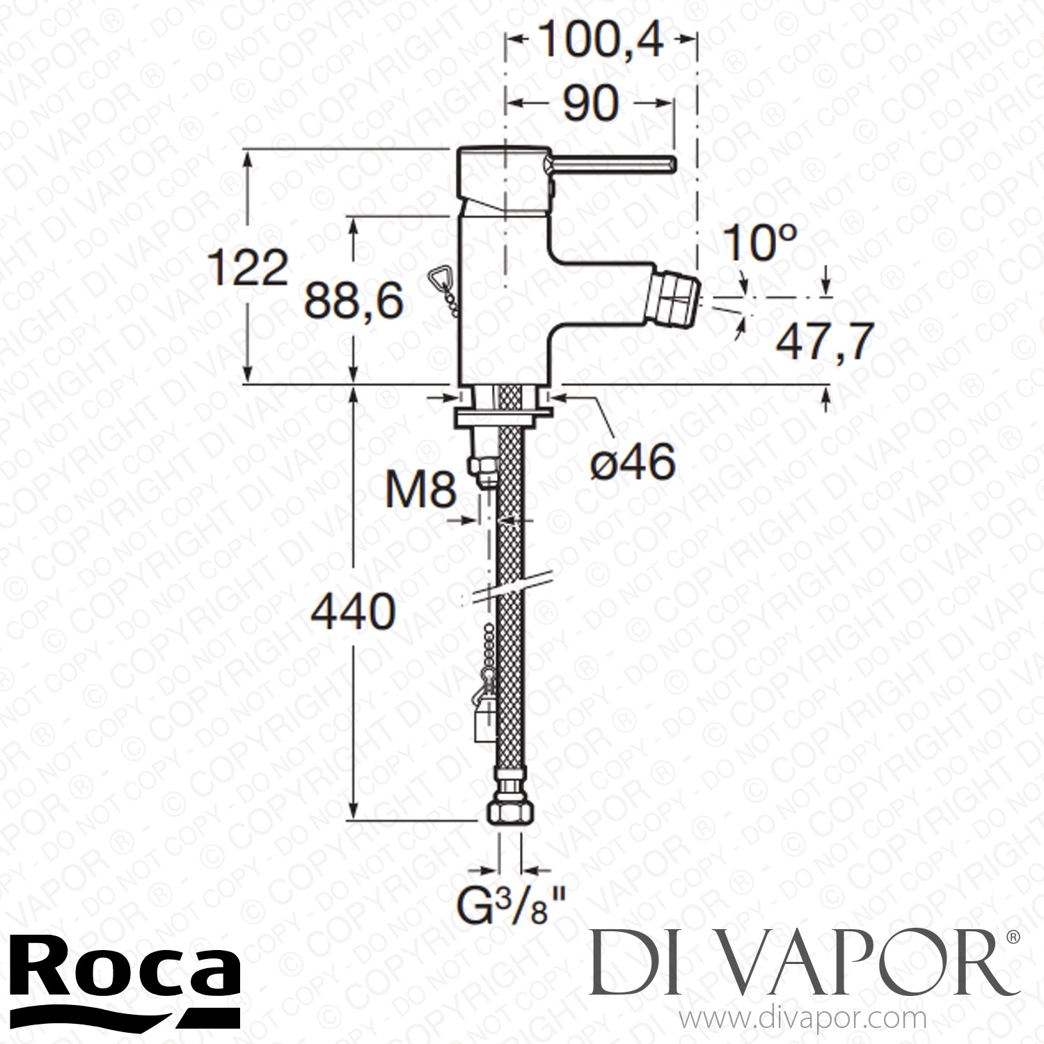 Roca Bidet Mixer with Retractable Chain (A5A6160C00) Spare Parts