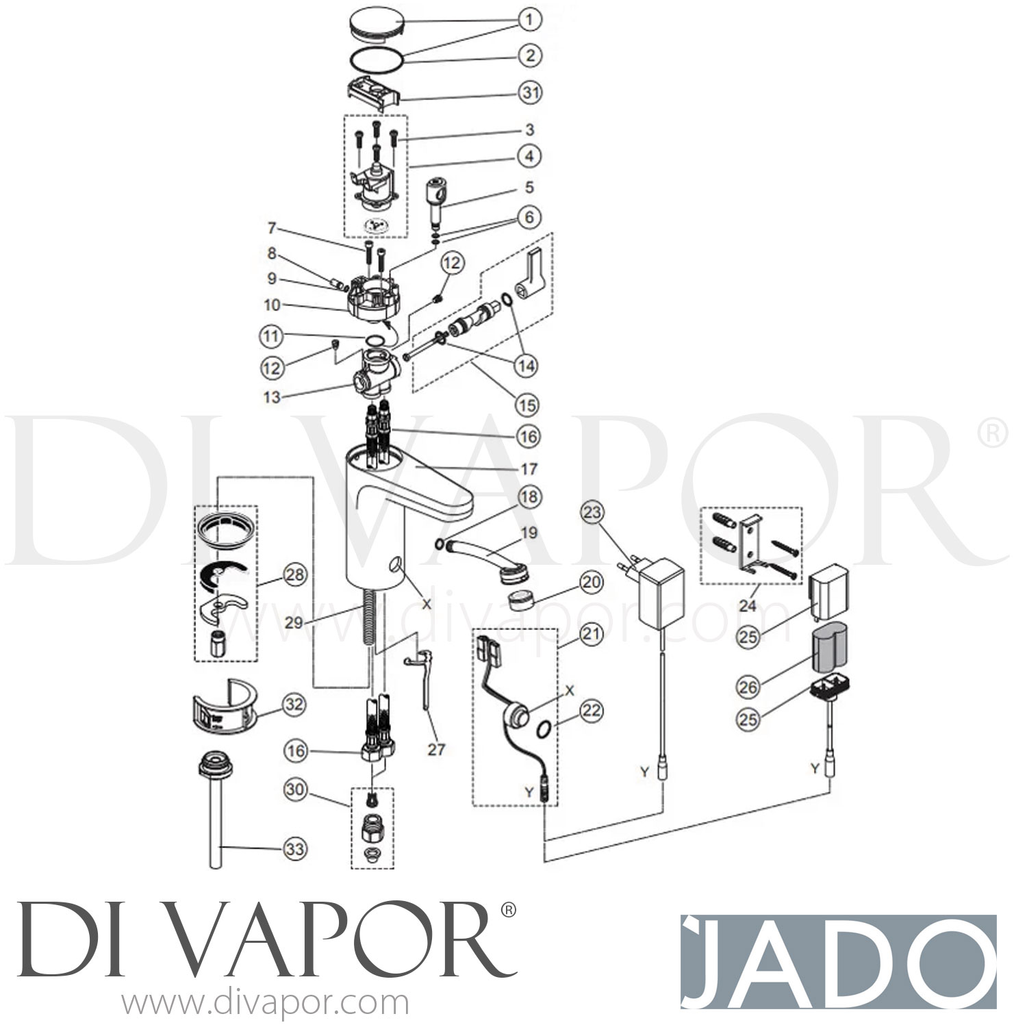 Jado A6146AA CeraPlus Electronic Basin Mixer with Mixing Device Tap ...
