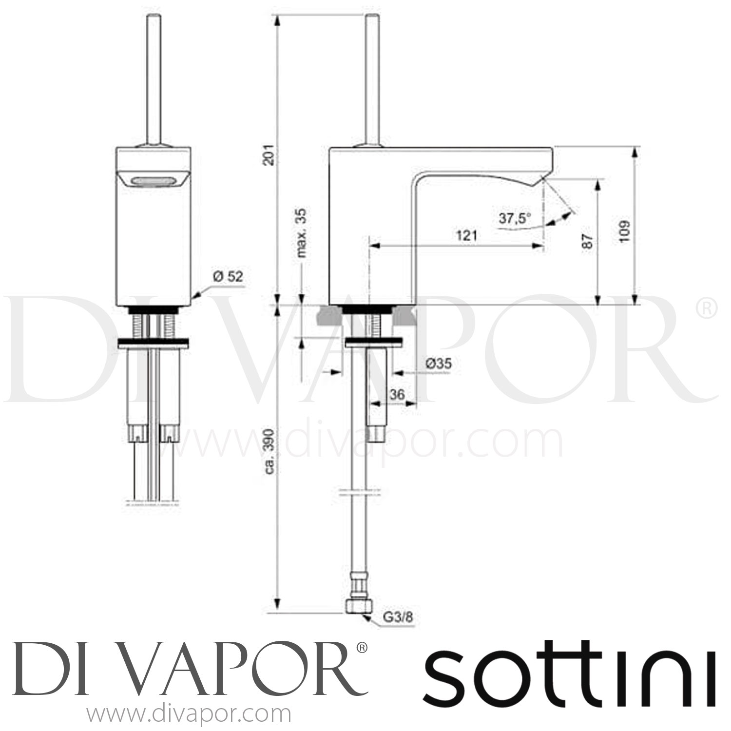 Sottini Mazaro Washbasin Mixer 1 Hole Single Lever Compact No Waste ...
