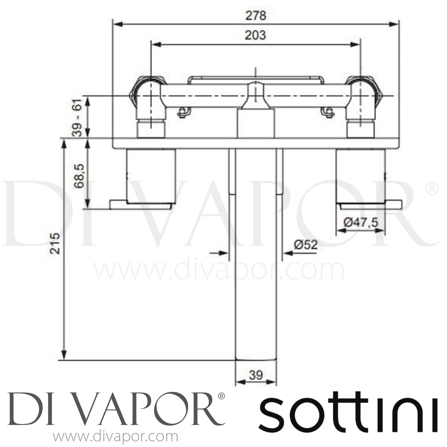 Sottini Mazaro Washbasin Mixer Wall Mounted Tap Spare Parts A6475AA GEN1