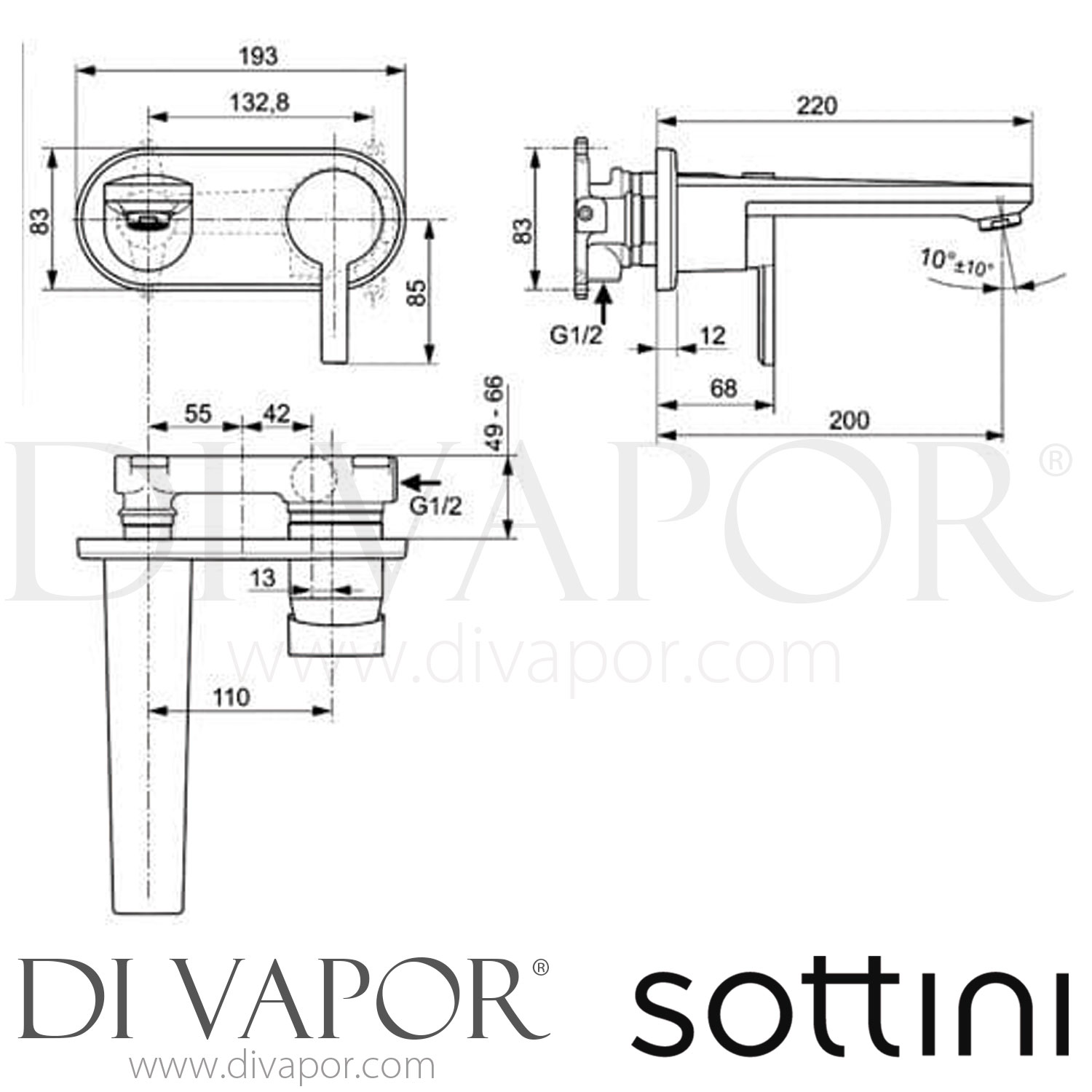 Sottini Ciane Single Lever Wall Mounted Basin Mixer Tap Spare Parts ...