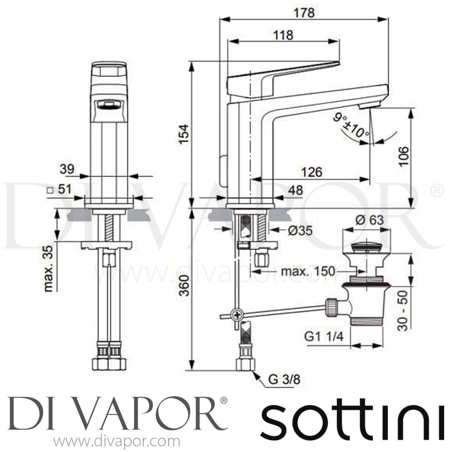 Sottini A6617AA Turano Basin Mixer 5LPM without Waste Spare Parts