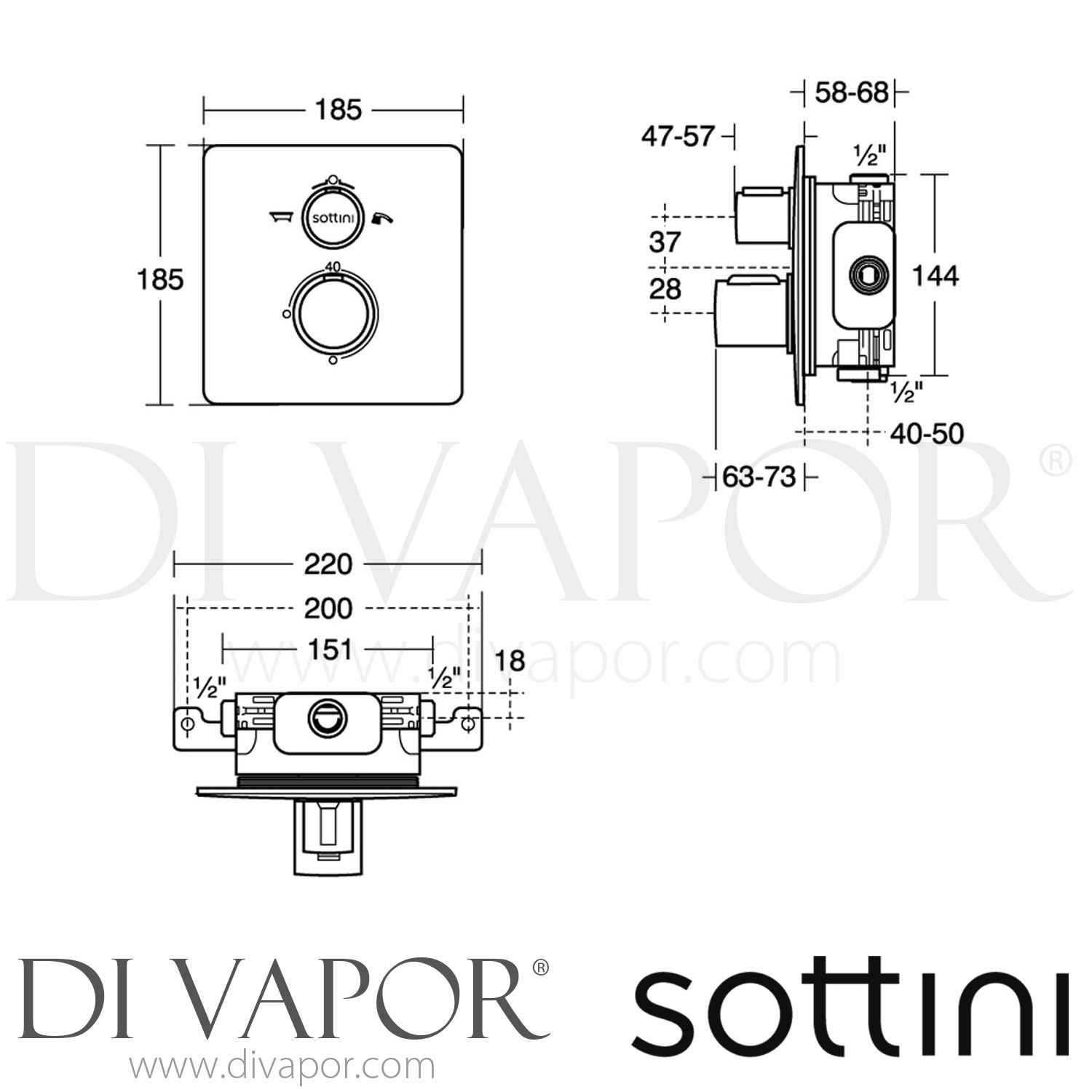 Sottini A6653AA Turano Easybox Shower Built-In Valve Spare Parts