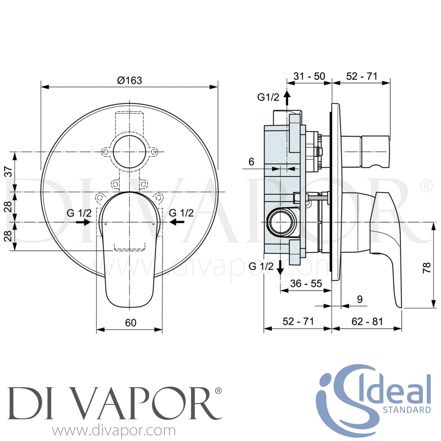 Ideal Standard A6758AA Ceraflex Built-In Bath & Shower Mixer Spare Parts