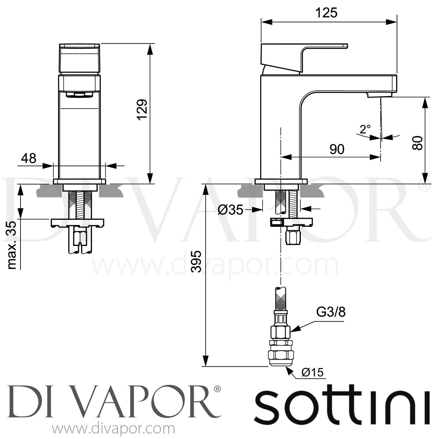 Sottini A7257AA Ceno Mini Basin Mixer Tap Spare Parts