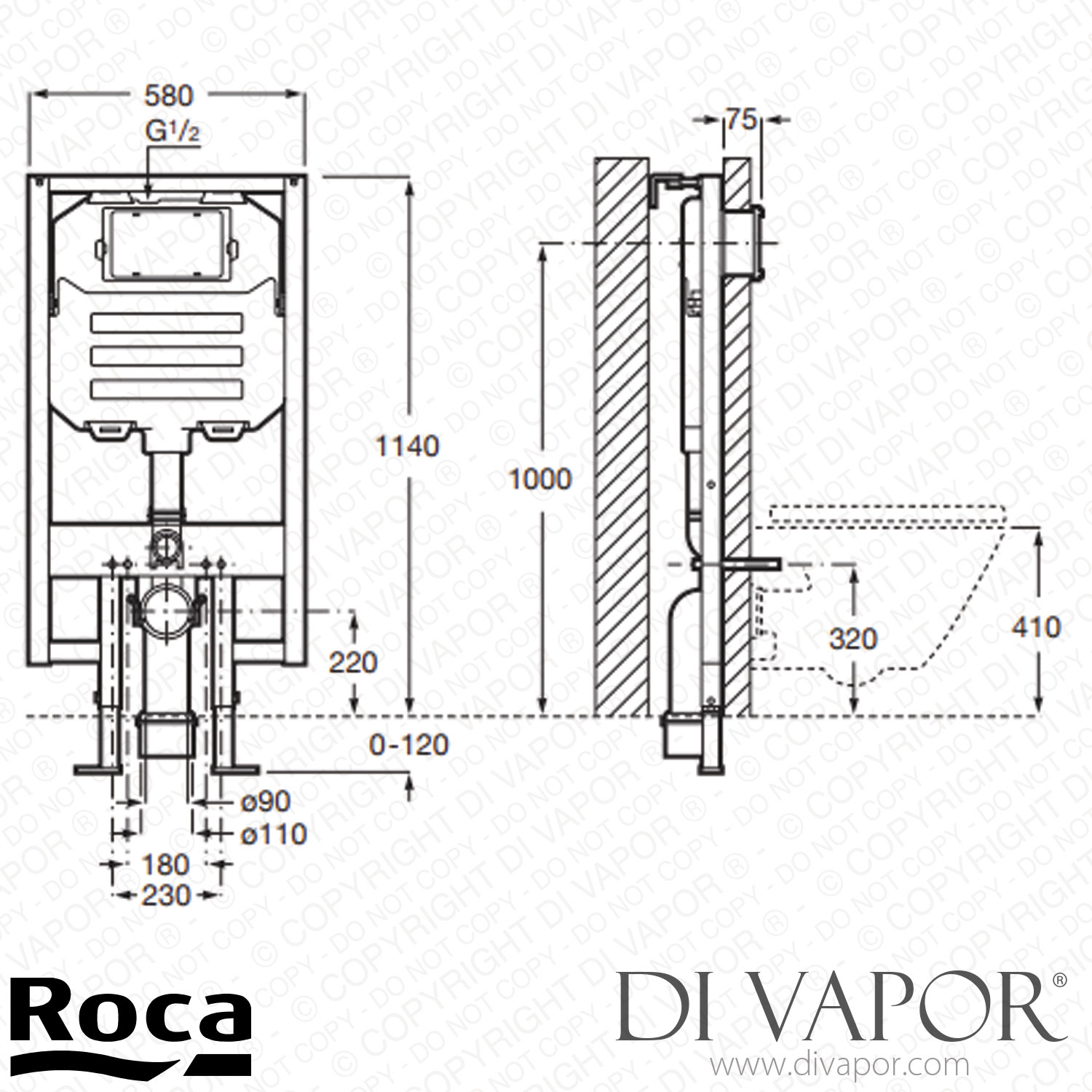 Roca DUPLO WC COMPACT with AG valve (80mm cistern) concealed cistern ...