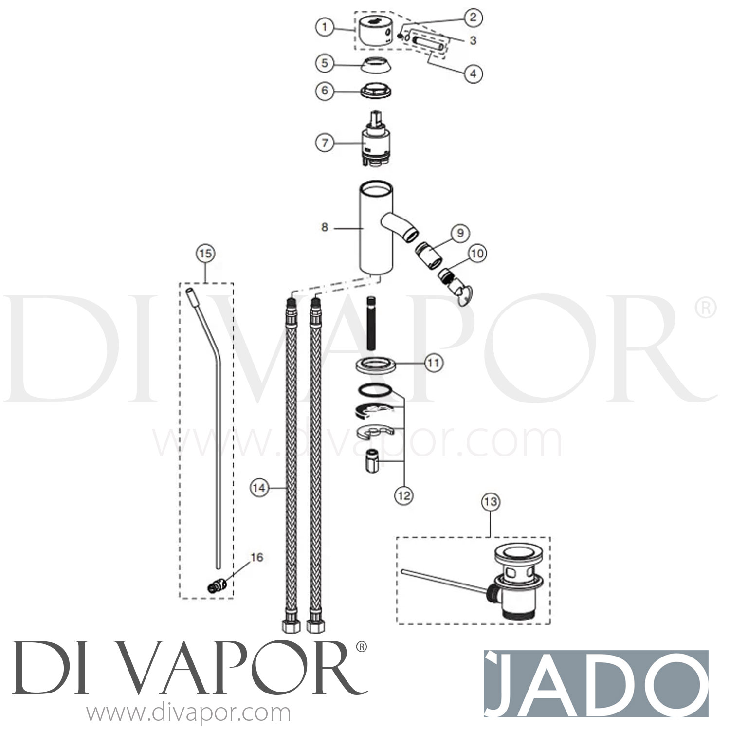 Jado A9011AA Mara Bidet Mixer with Waste Spare Parts