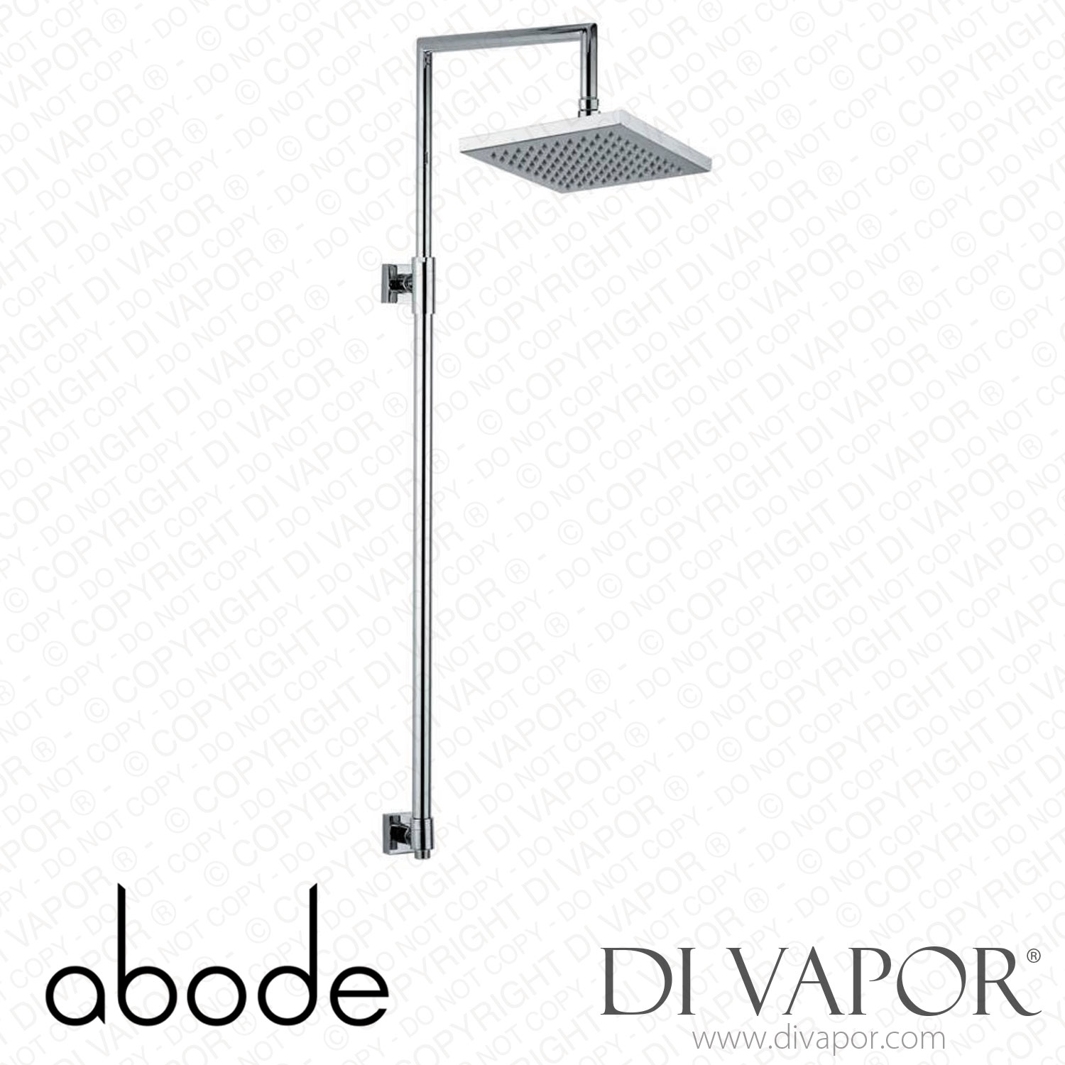 Abode AB2312 Square Exposed Rigid Riser with 200mm Square Showerhead in ...