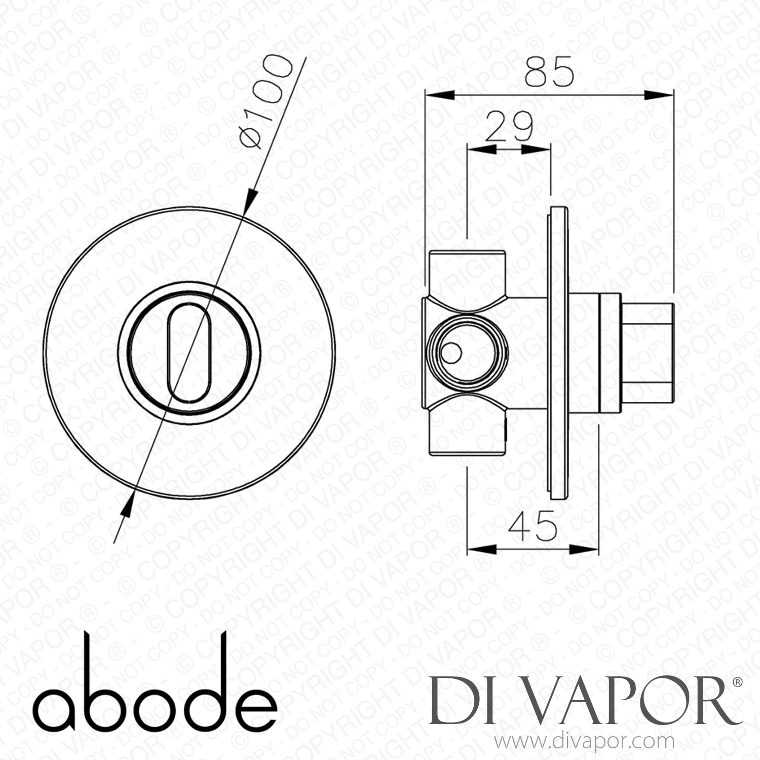 Abode AB2426 Wall Mounted 2/3 Way Diverter Valve in Chrome Spare Parts