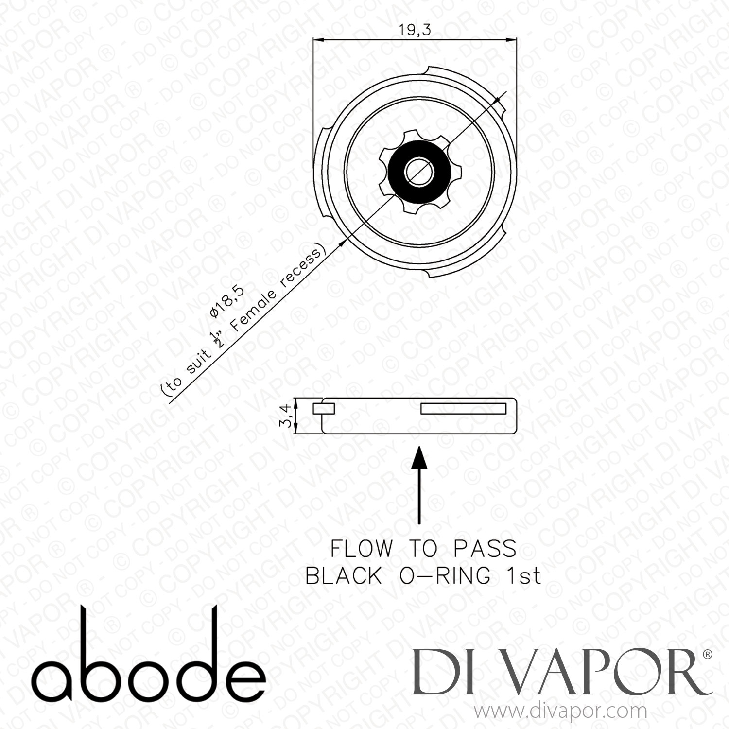 Abode AB2433 1/2 Showerhead Flow Restriction Valve Spare Parts