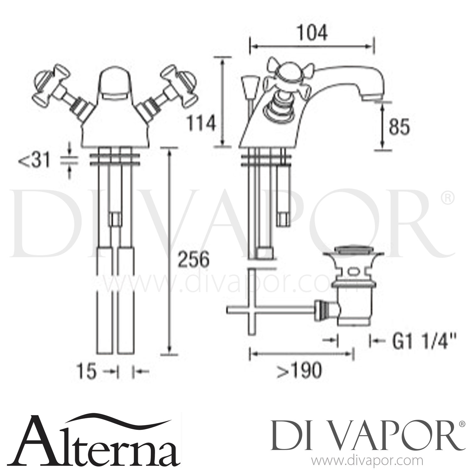 Alterna ALTVRBMO Verona CP Basin Mixer with Pop-Up Waste Tap Spare Parts
