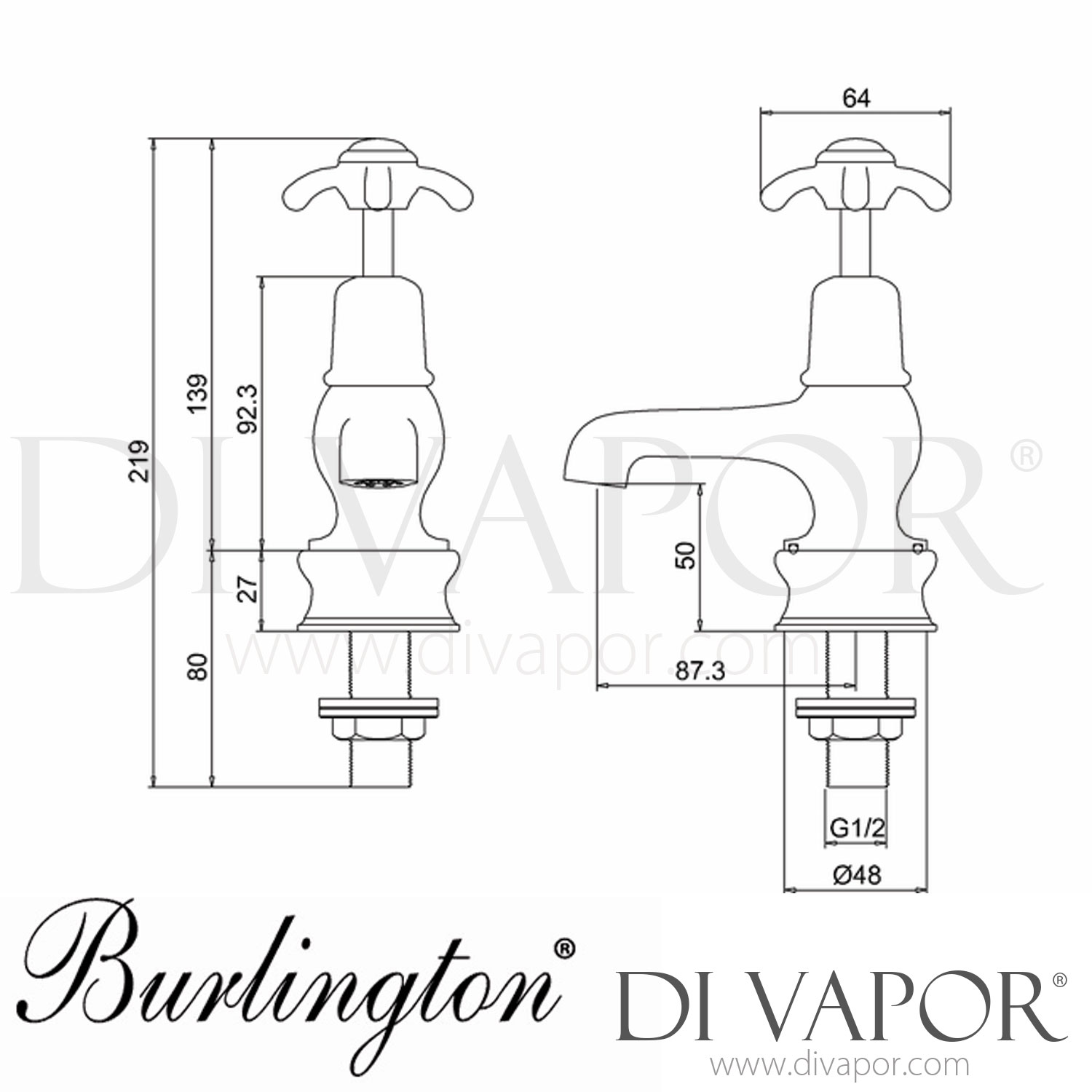 Burlington ANR1-QT MED | ANR1 MED-QT Anglesey Regent Basin Tap 3 Spare ...
