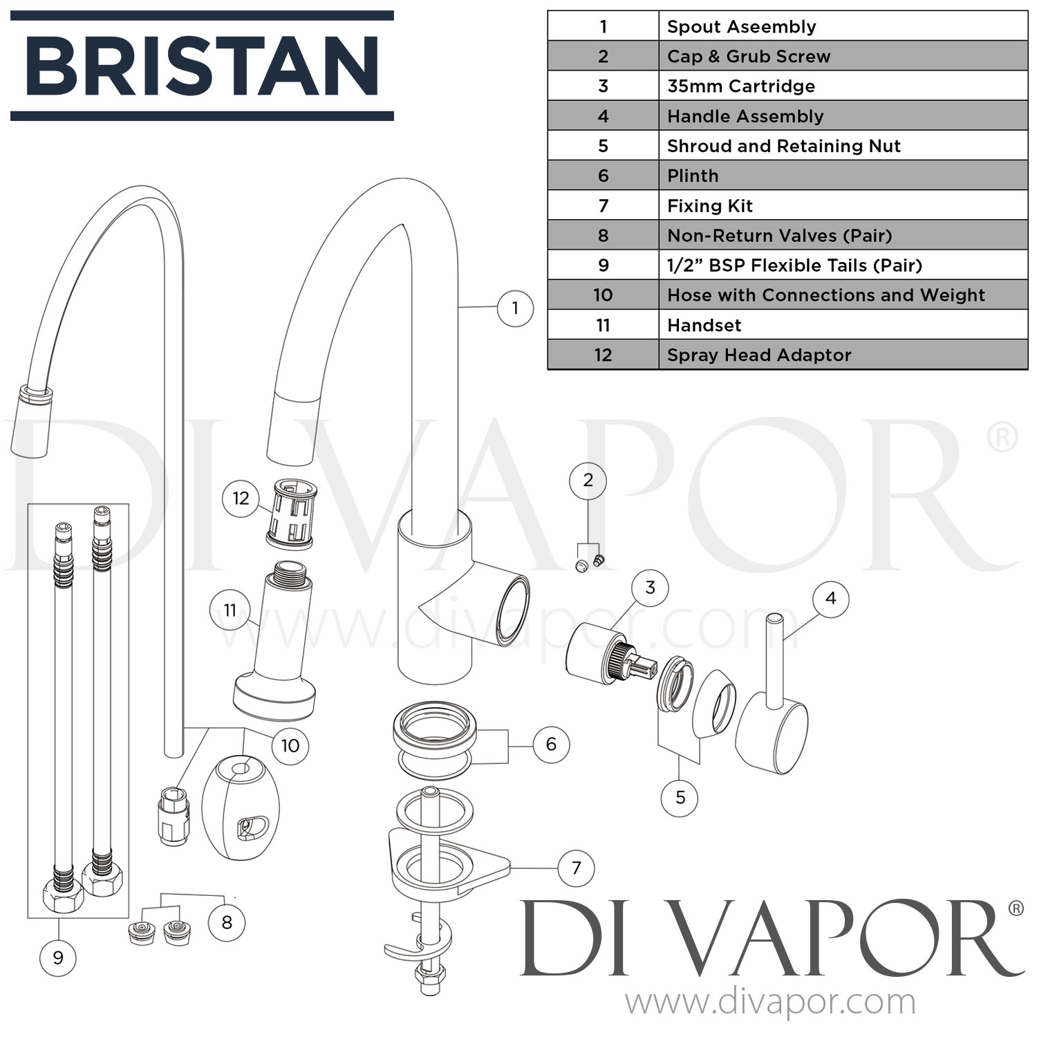 Bristan APR PULLSNK C APRICOT Professional Sink Mixer with Pull Out ...