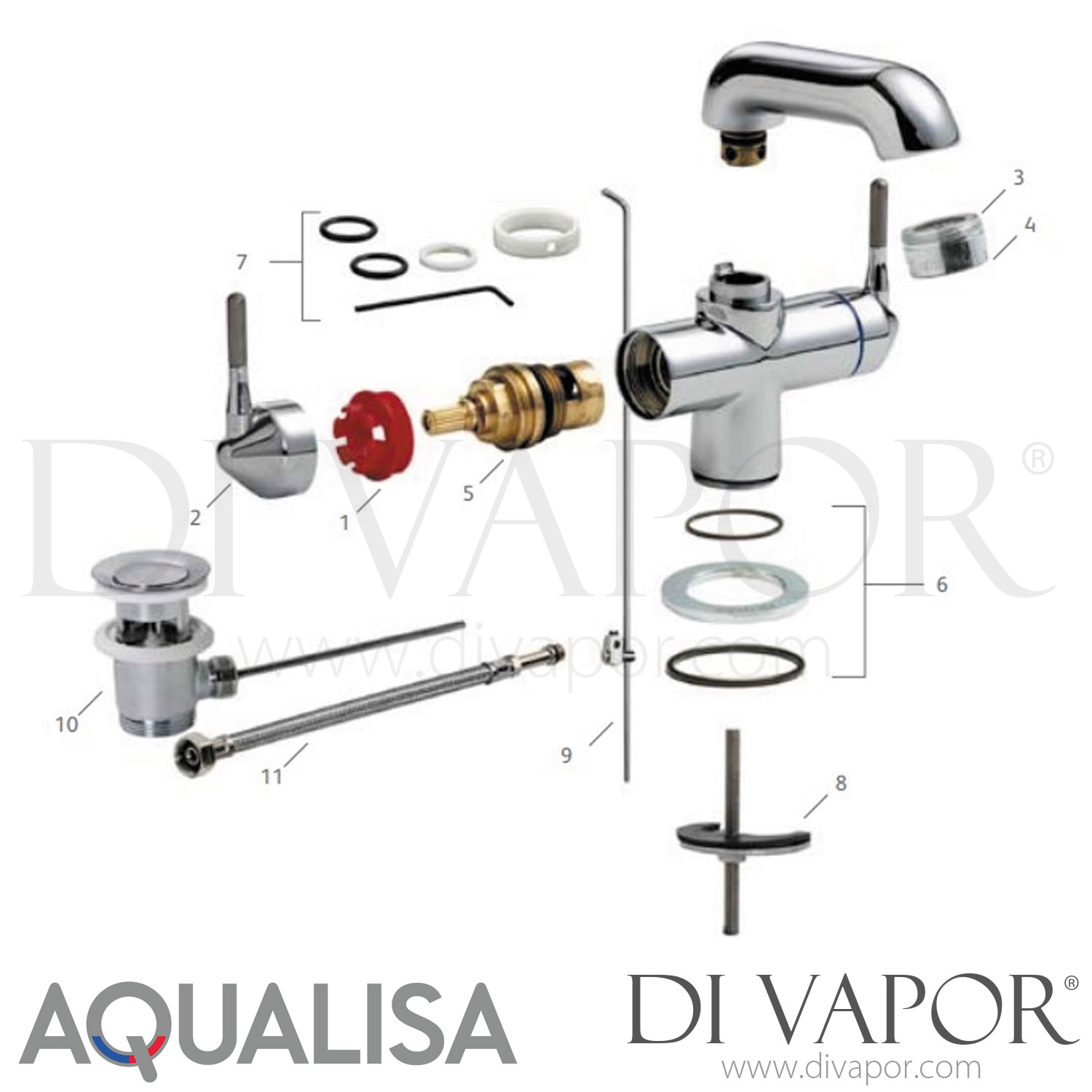 Aqualisa Axis Basin Monobloc Mixer Tap - 2004 - Spare Parts - AQ DV 130