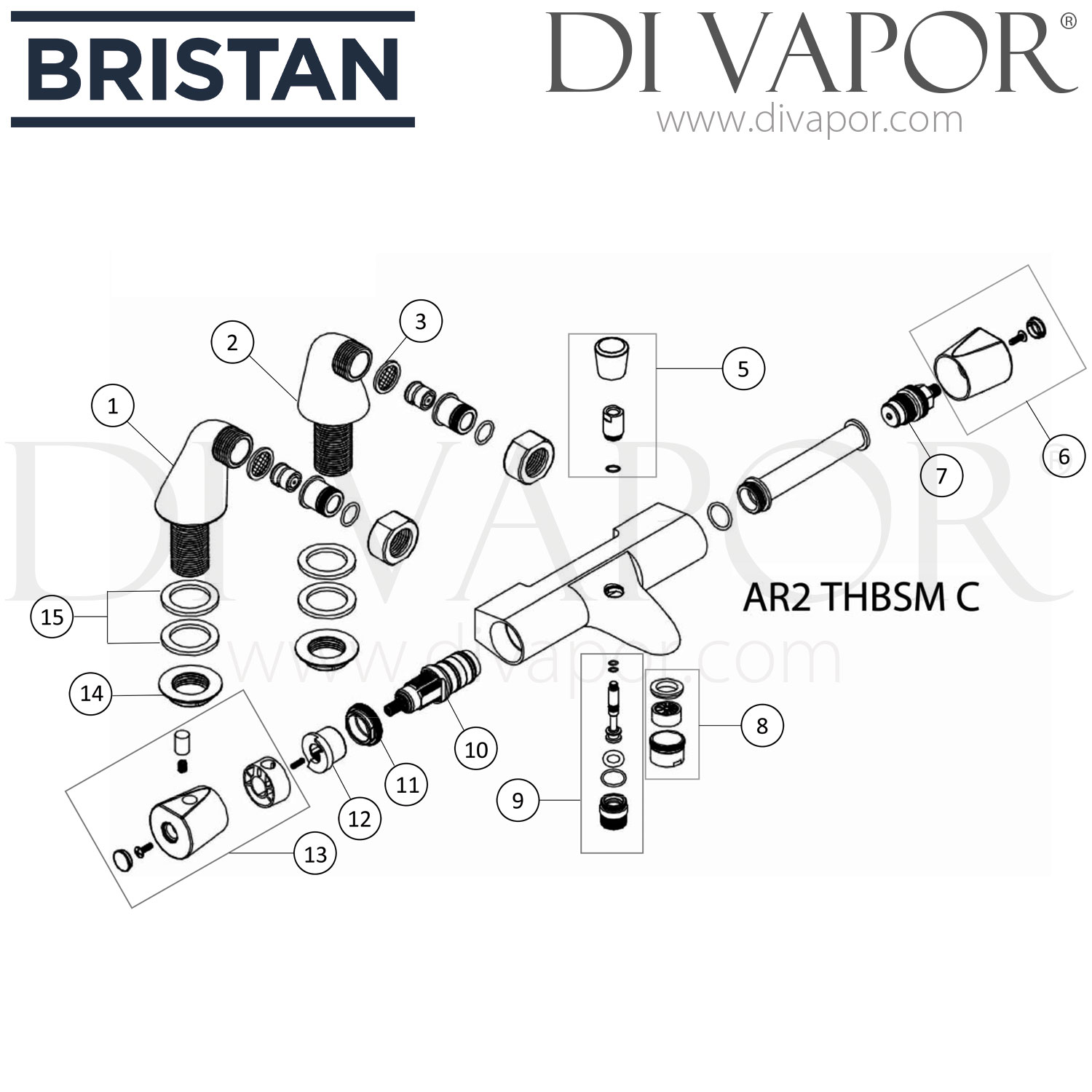 Bristan AR2 THBSM C Artisan Thermostatic Bath Shower Mixer Spare Parts