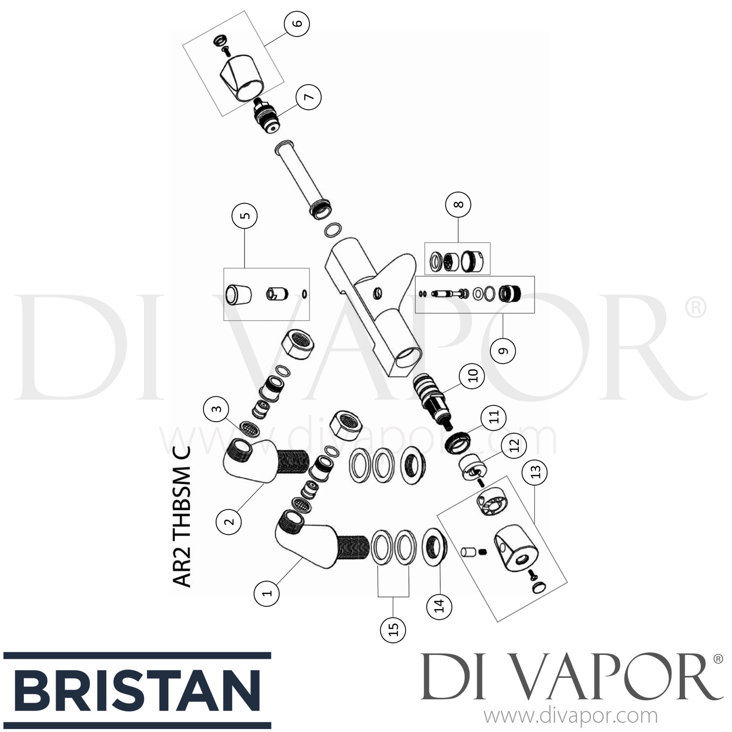 Bristan AR2 THBSM C Artisan Thermostatic Bath Shower Mixer Tap - 20/04 ...