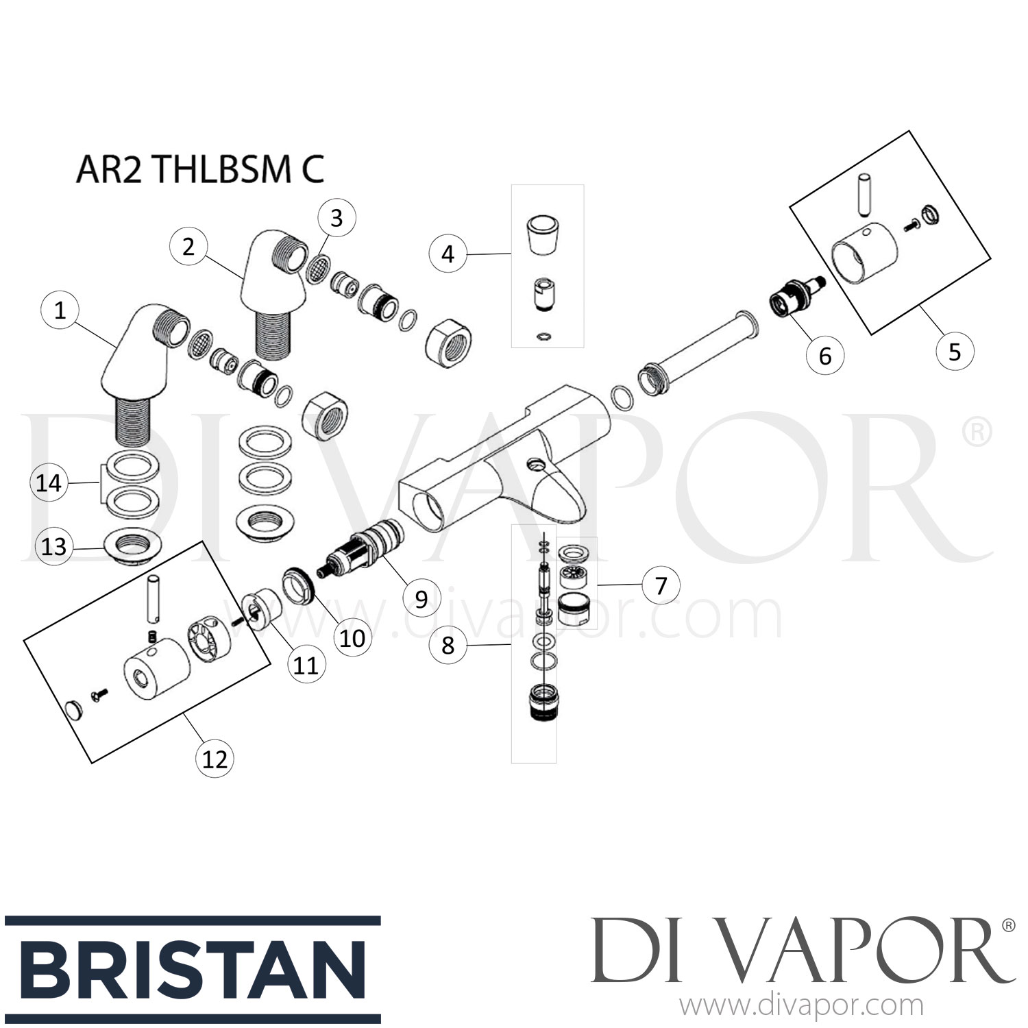 Bristan AR2 THLBSM C Artisan Thermostatic Lever Handle Bath Shower ...