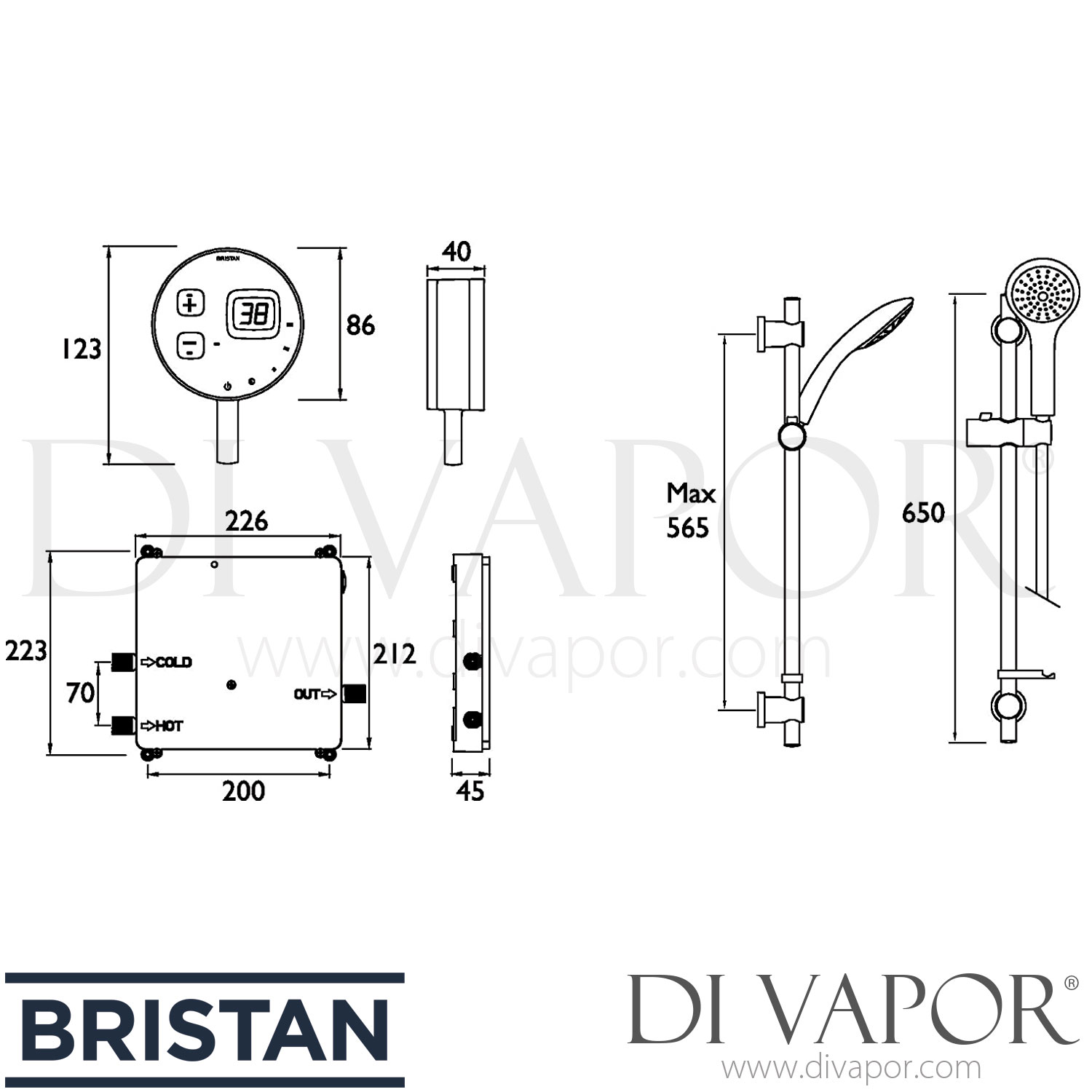 Bristan ARDE SHCAR B Artisan Evo Digital Thermostatic Mixer Shower with ...