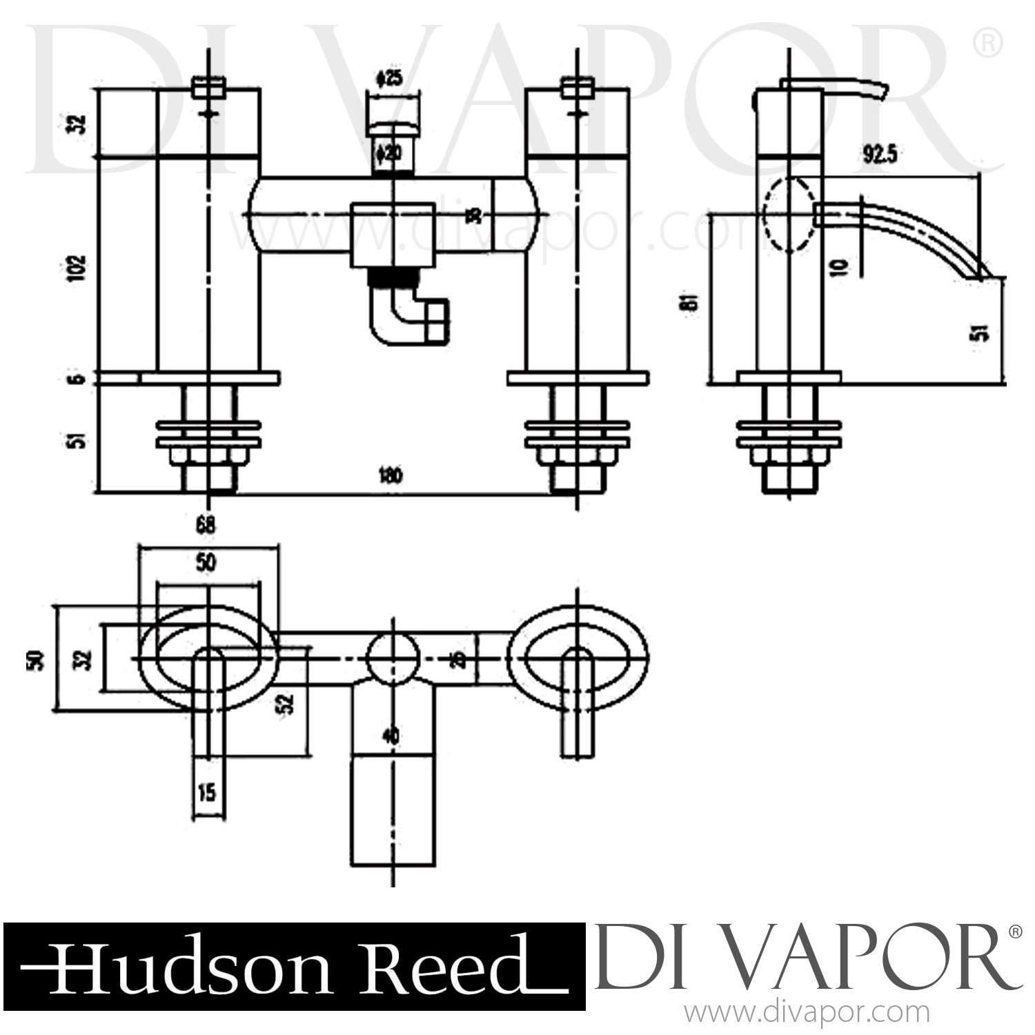 Hudson Reed Arina Bath Shower Mixer Tap With Shower Kit & Wall Bracket ...