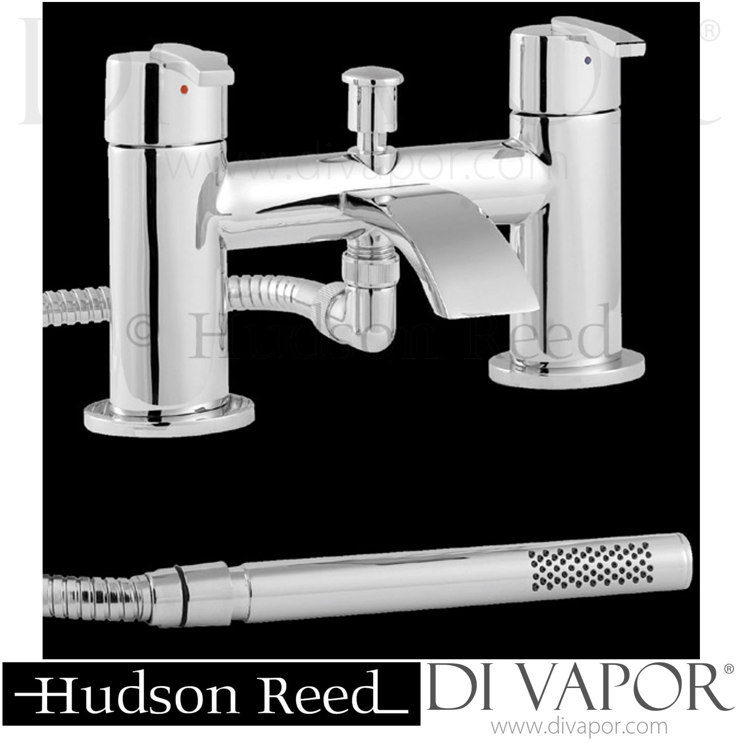 Hudson Reed Arina Bath Shower Mixer Tap With Shower Kit & Wall Bracket ...