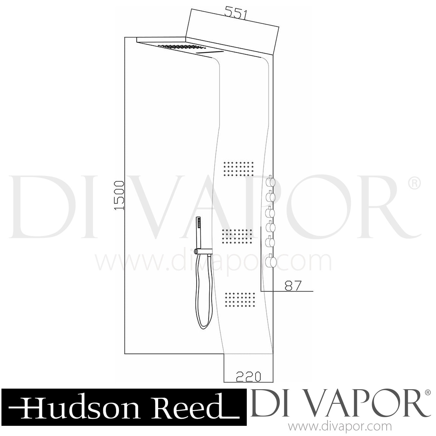 Hudson Reed AS342 Dream Showers SURFACE Thermostatic Shower Panel Spare ...
