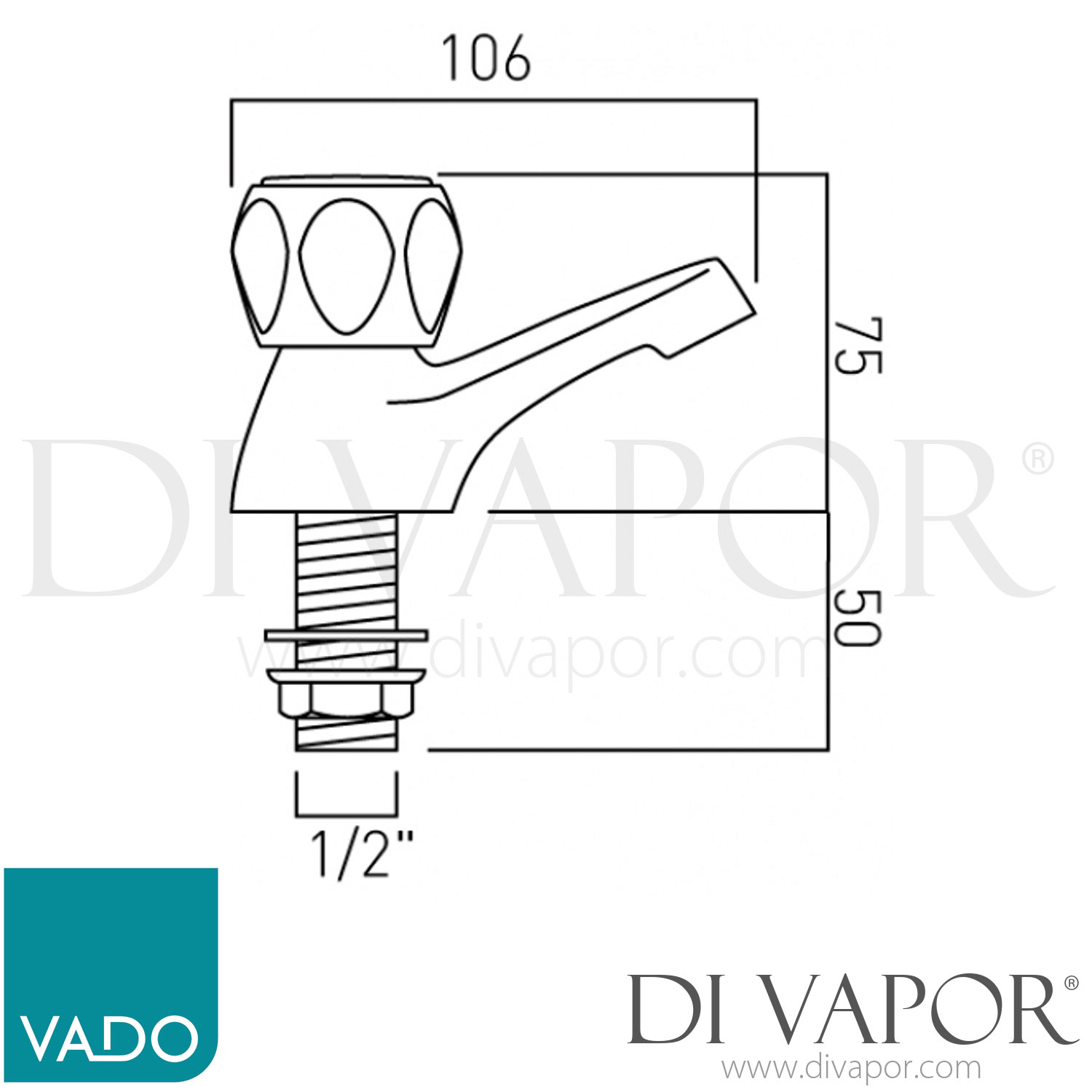 VADO AST-106/CL/CD-C/P Astra Contract Single Basin Pillar Tap Deck ...
