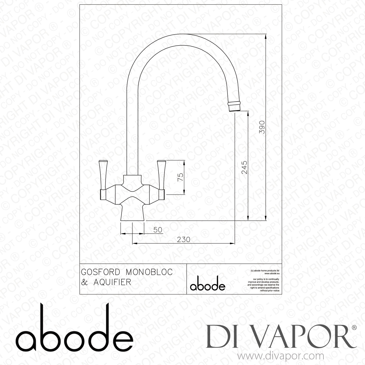 Abode AT1022 Gosford Monobloc in Antique Brass Spare Parts