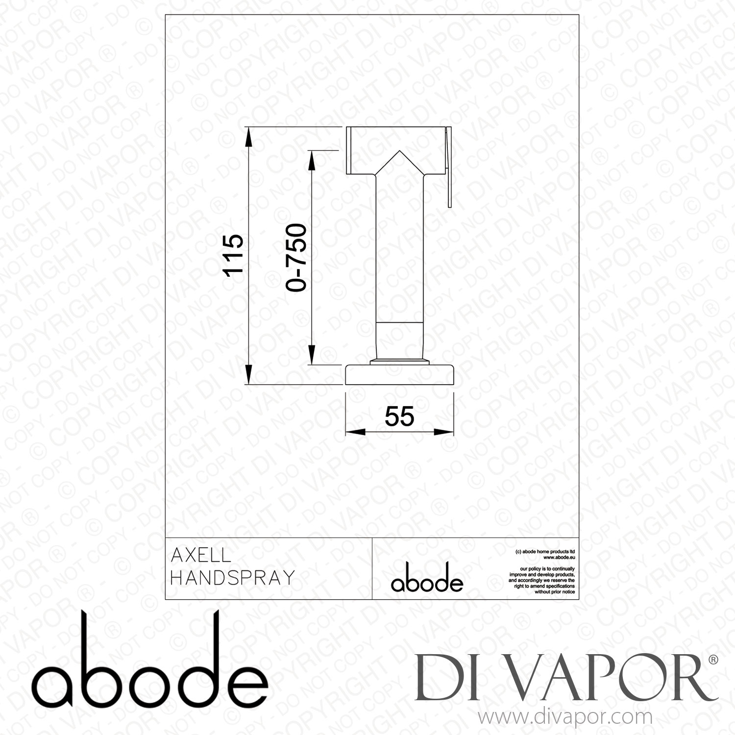 Abode AT1107 Axell Handspray in Stainless Steel Spare Parts