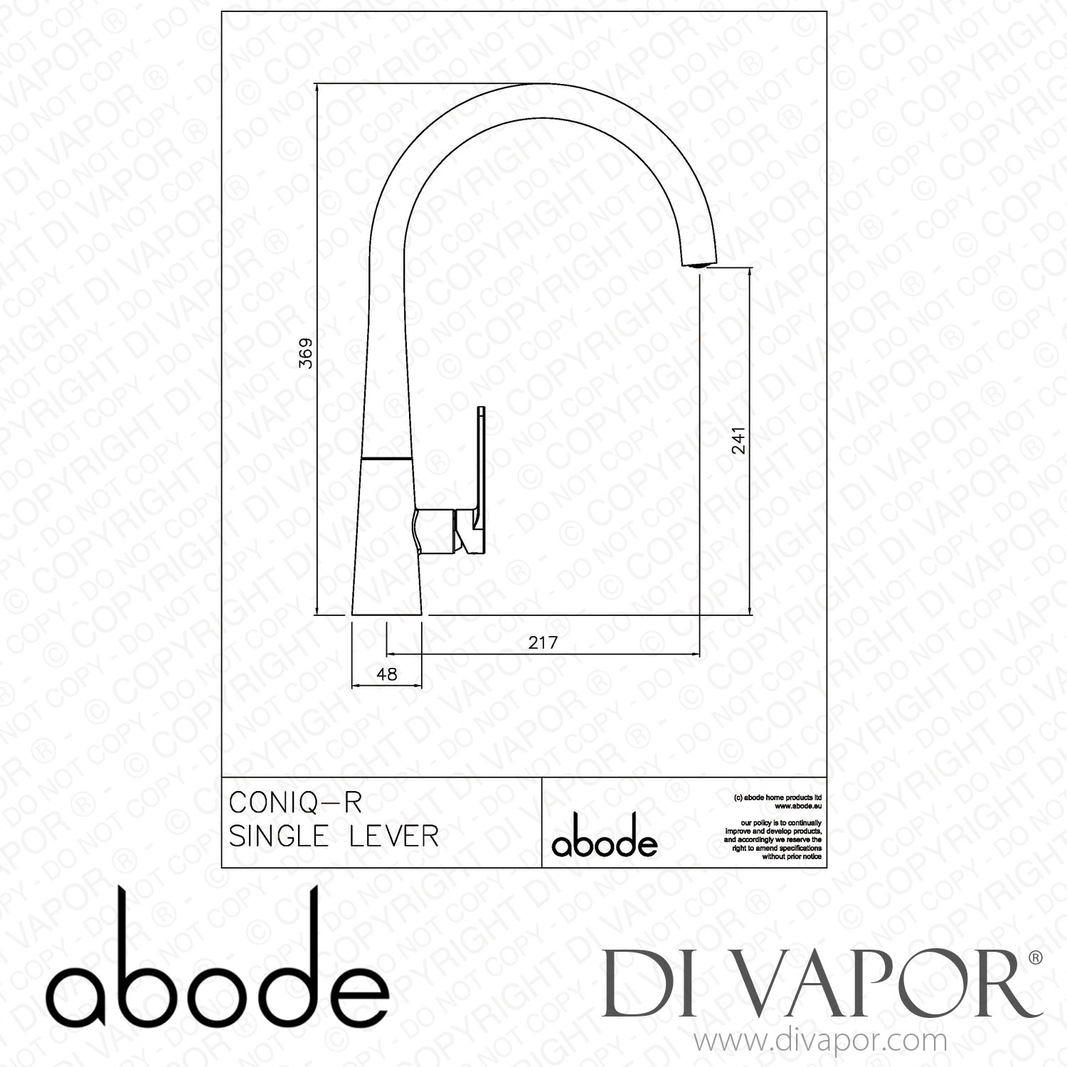 Abode AT2117 Coniq R Single Lever in Matt Black Spare Parts