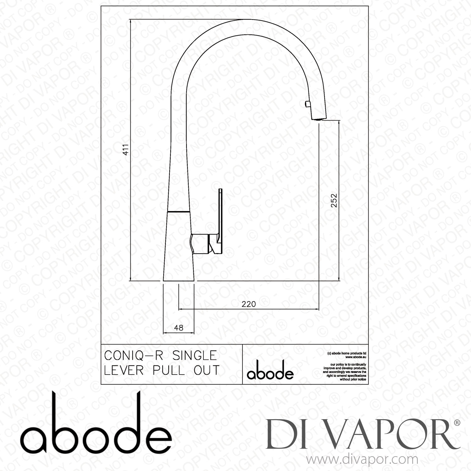 Abode AT2120 Coniq R Single Lever Pull Out in Brushed Nickel Spare Parts