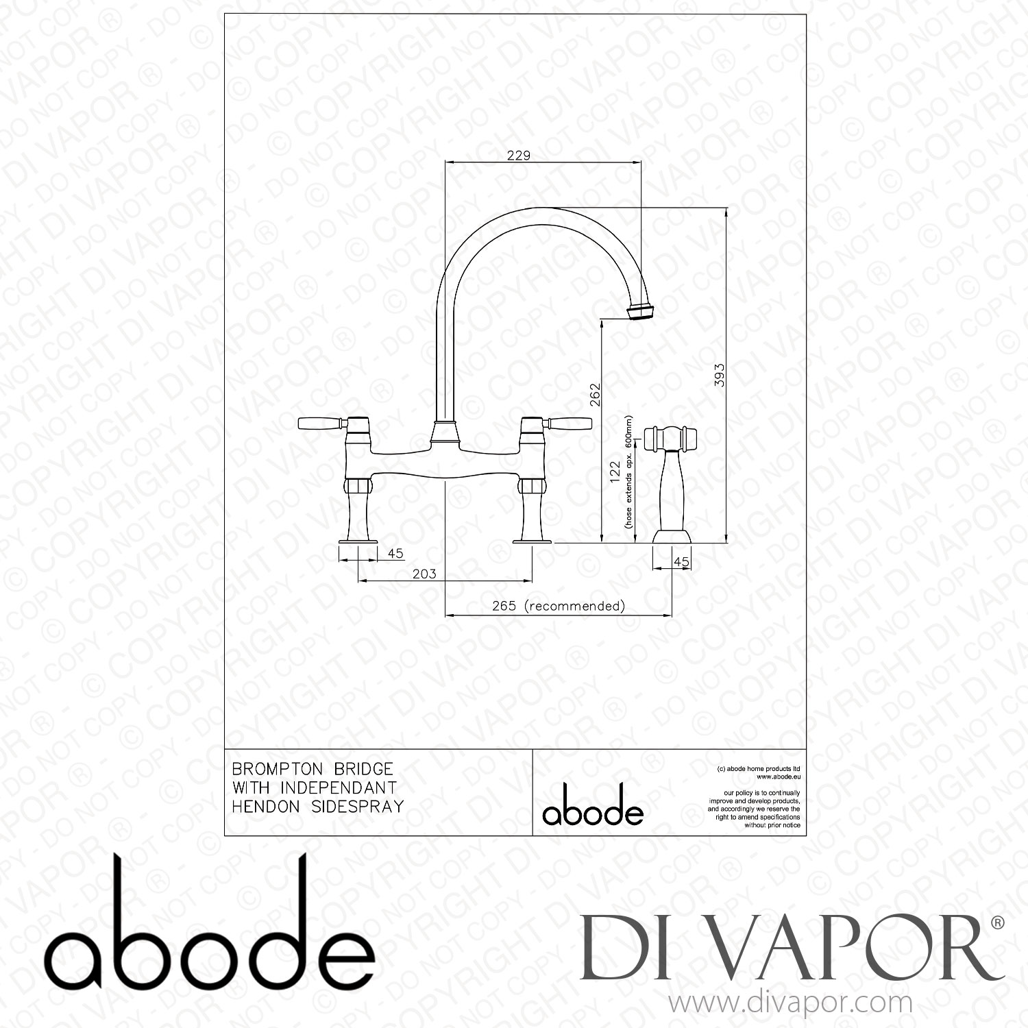 Abode AT3023 Brompton Bridge with Independent Handspray in Pewter Spare ...