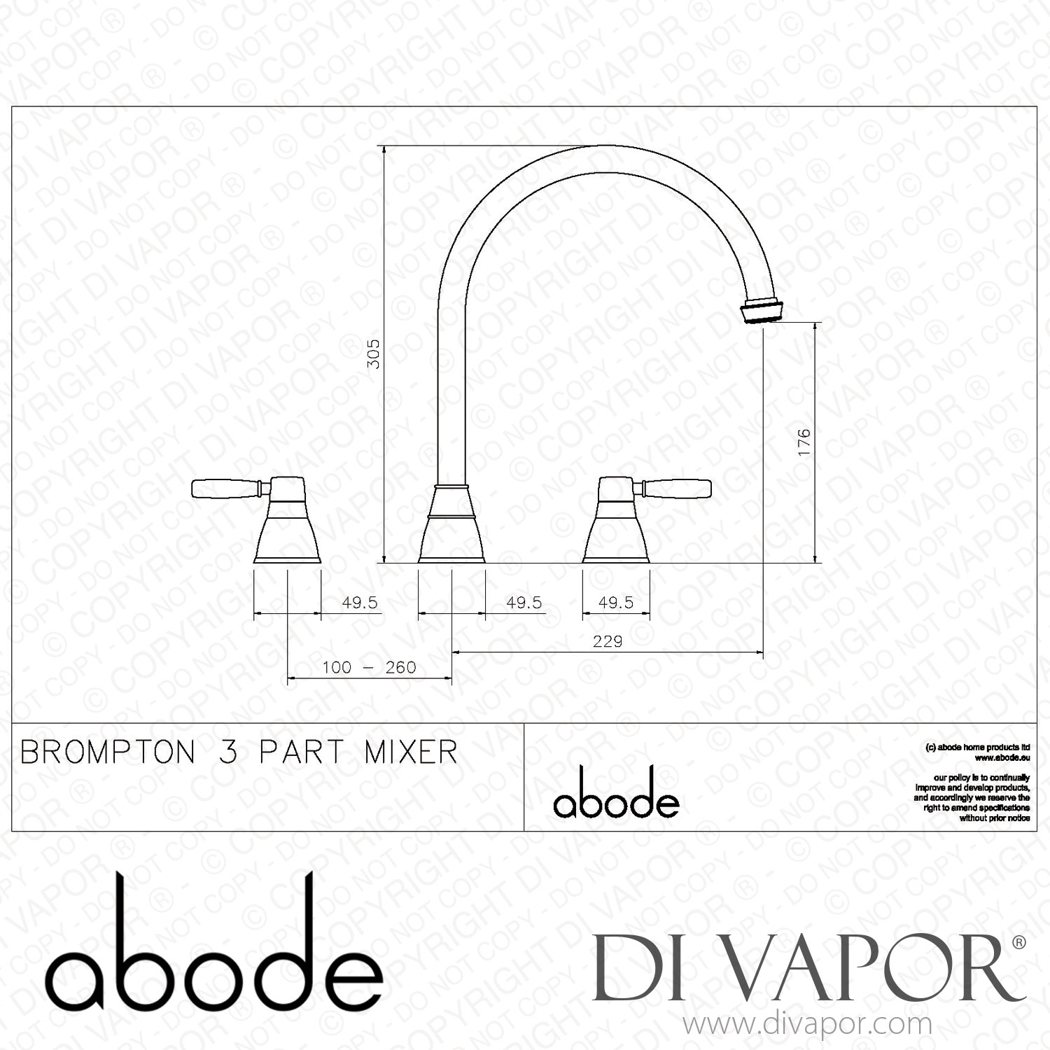 Abode AT3045 Brompton 3 Part Mixer in Pewter Spare Parts