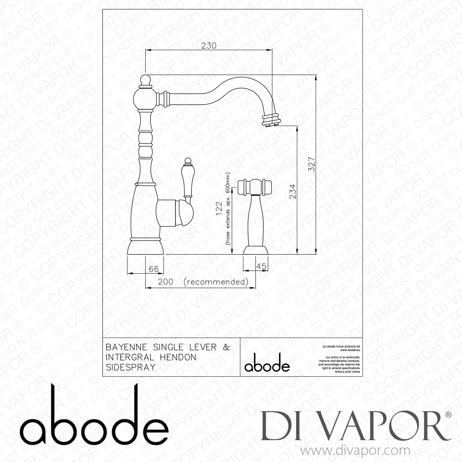 Abode AT3088 Bayenne Single Lever with Integrated Handspray in Century ...