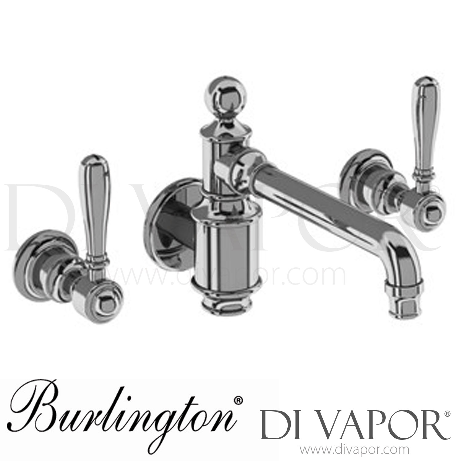 Burlington AWL16N Arcade 3 Hole Basin Mixer Wall Mounted Tap without ...