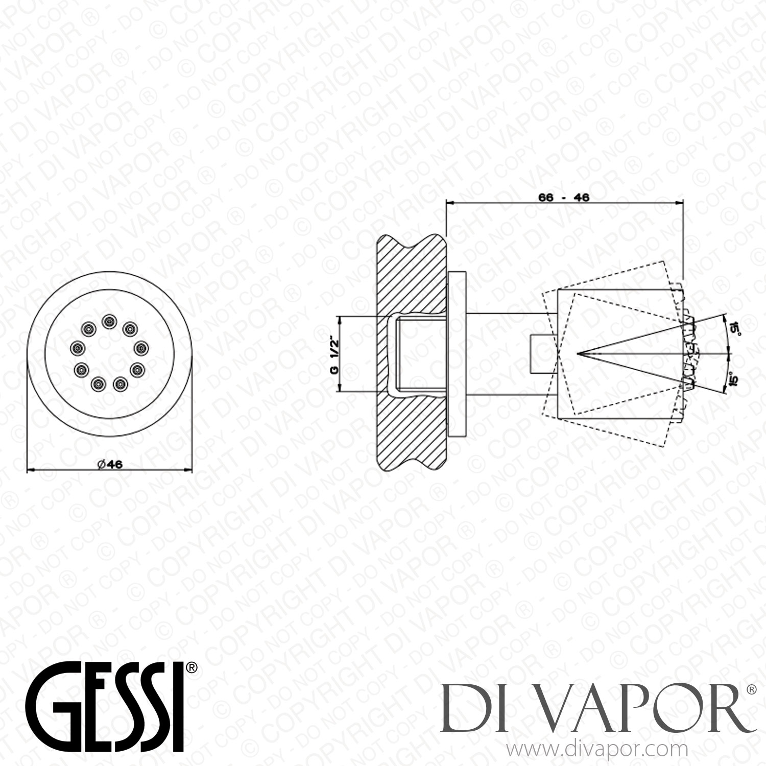 Gessi Adjustable Lateral Body Jet (Art. 13375) Spare Parts