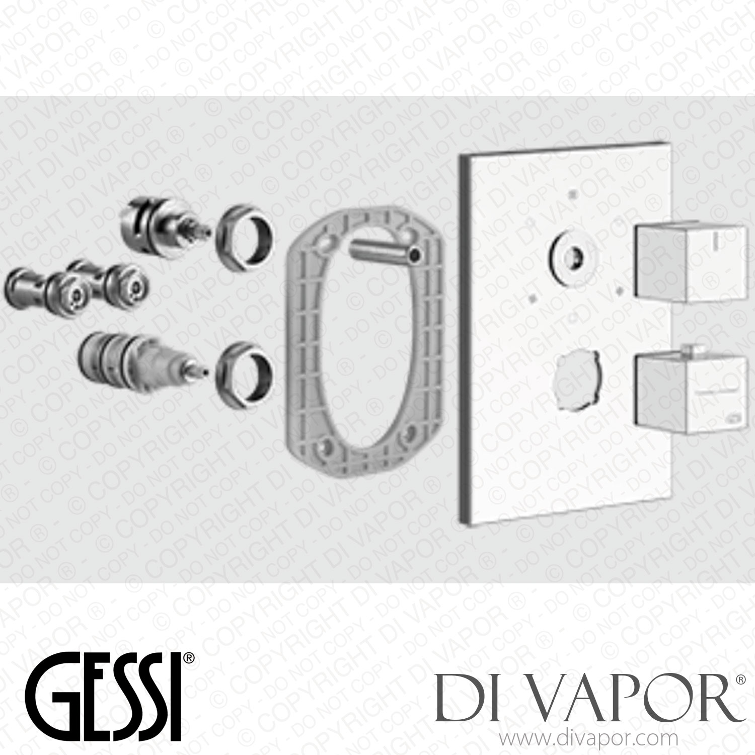 Gessi External Parts For Thermostatic Mixer, Three-way Diverter (Art ...