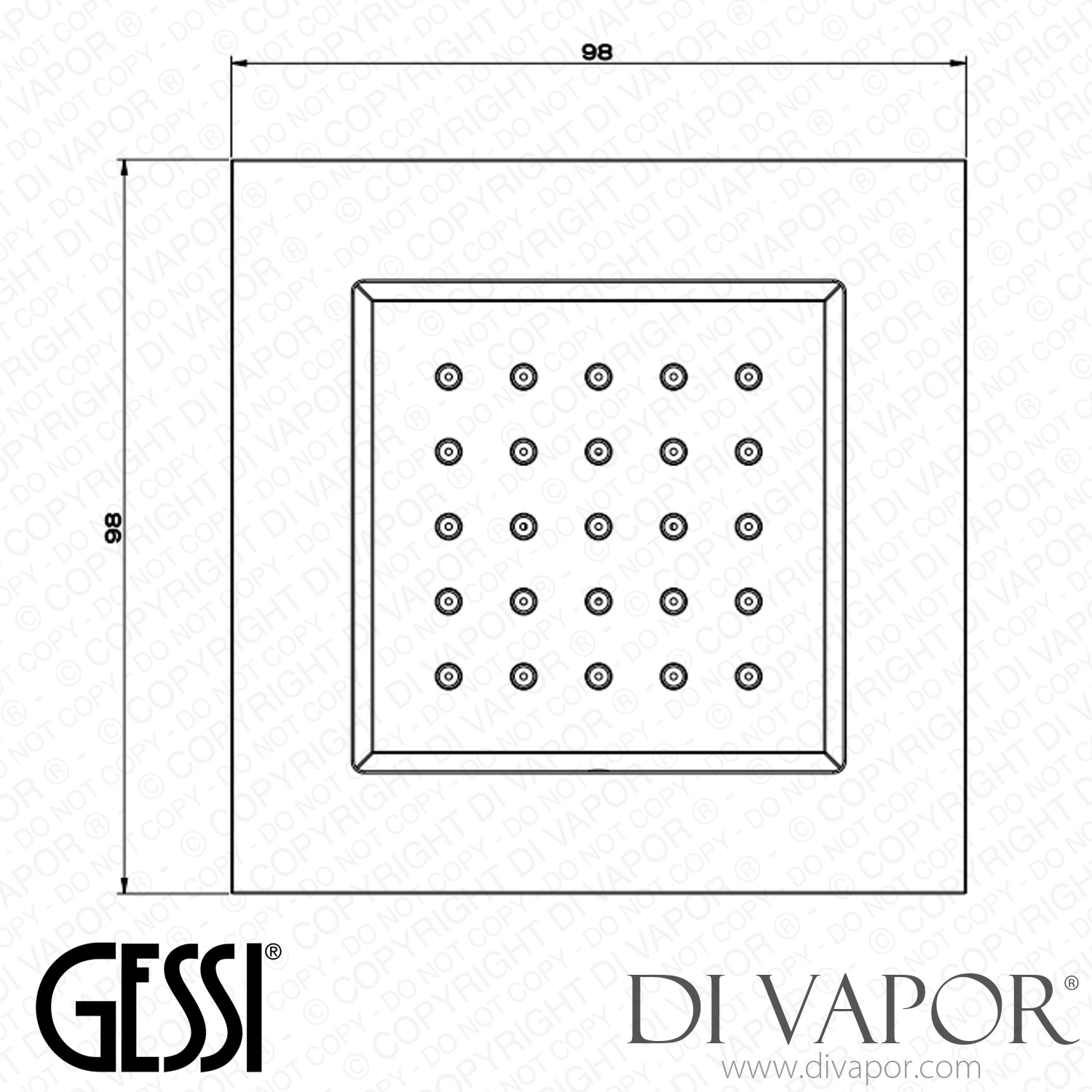 Gessi External Parts For Quadro Built-in Adjustable Lateral Body Jet ...