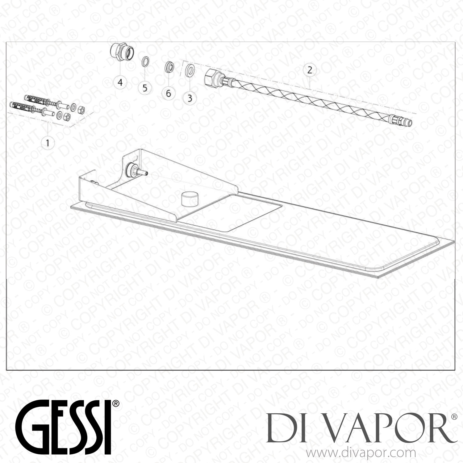 Gessi Wall-fixing Quadro 200 Headshower (Art. 33061) Spare Parts