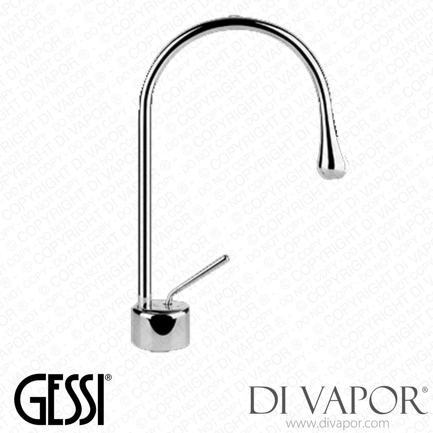 Gessi Basin Mixer With Radius 90 Spout, Flexible Hoses With 3/8 Inch ...