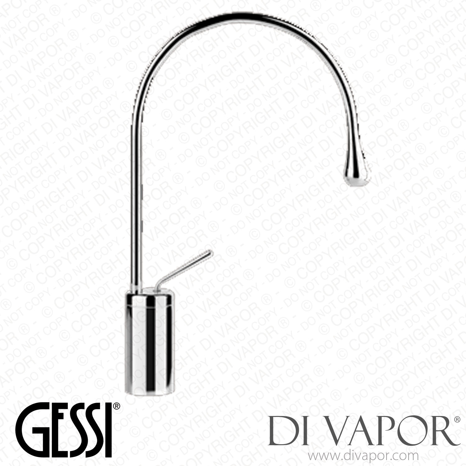 Gessi High Version Basin Mixer With Radius 125 Spout, Flexible Hoses ...
