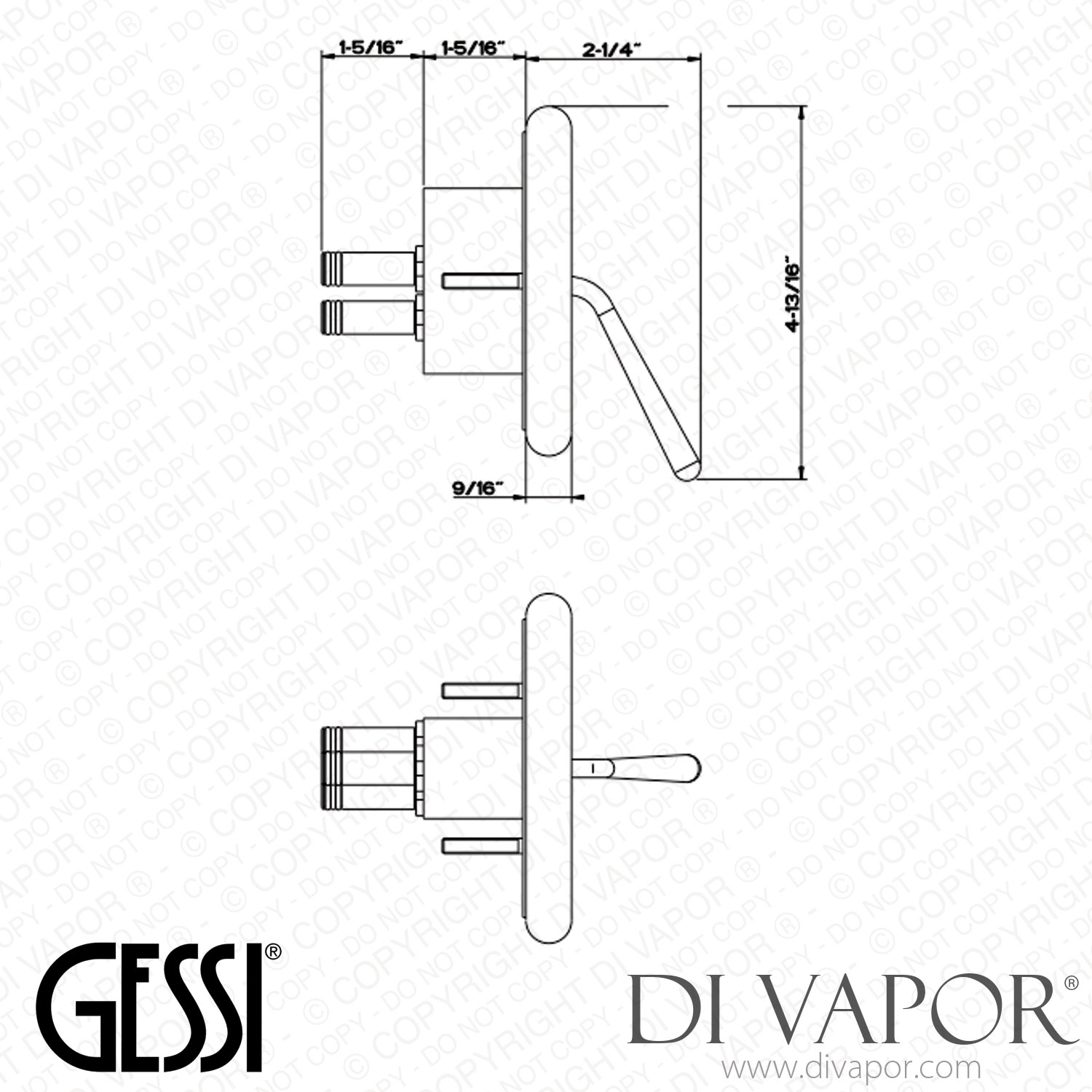 Gessi External Parts For Built-in Mixer, With 1/2 Inch Connections, ?35 ...