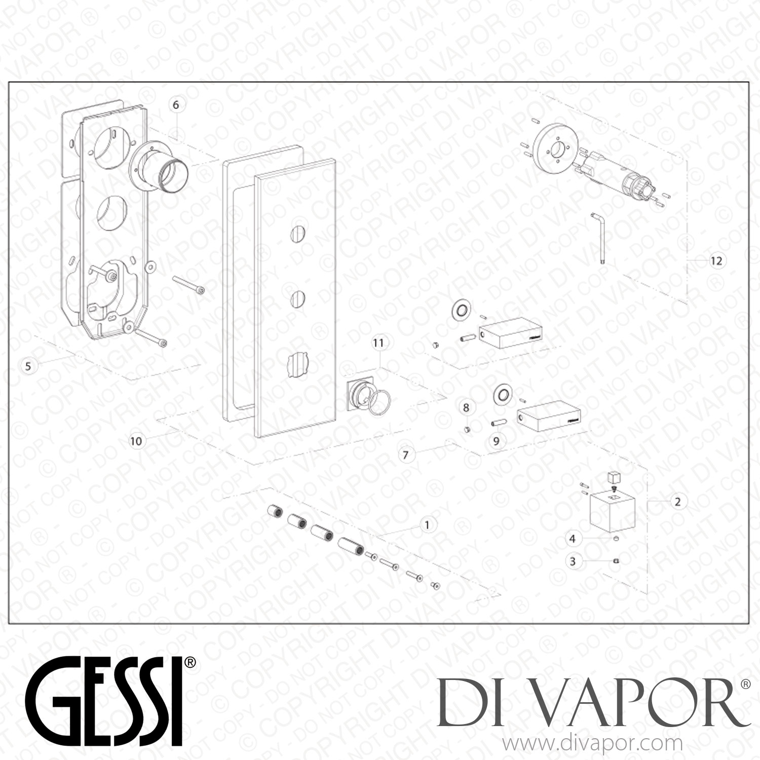 Gessi External Parts For Thermostatic High-capacity Built-in Part Mixer ...
