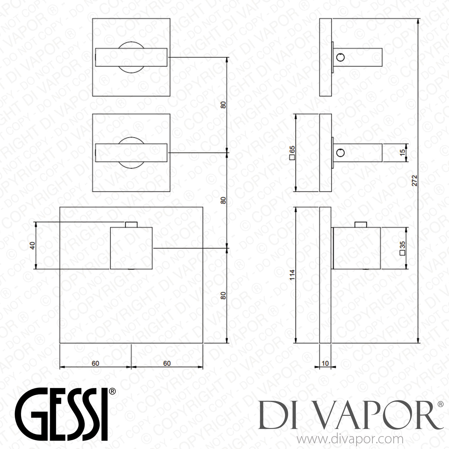 "Gessi External Parts For Thermostatic High-capacity Built-in Part ...