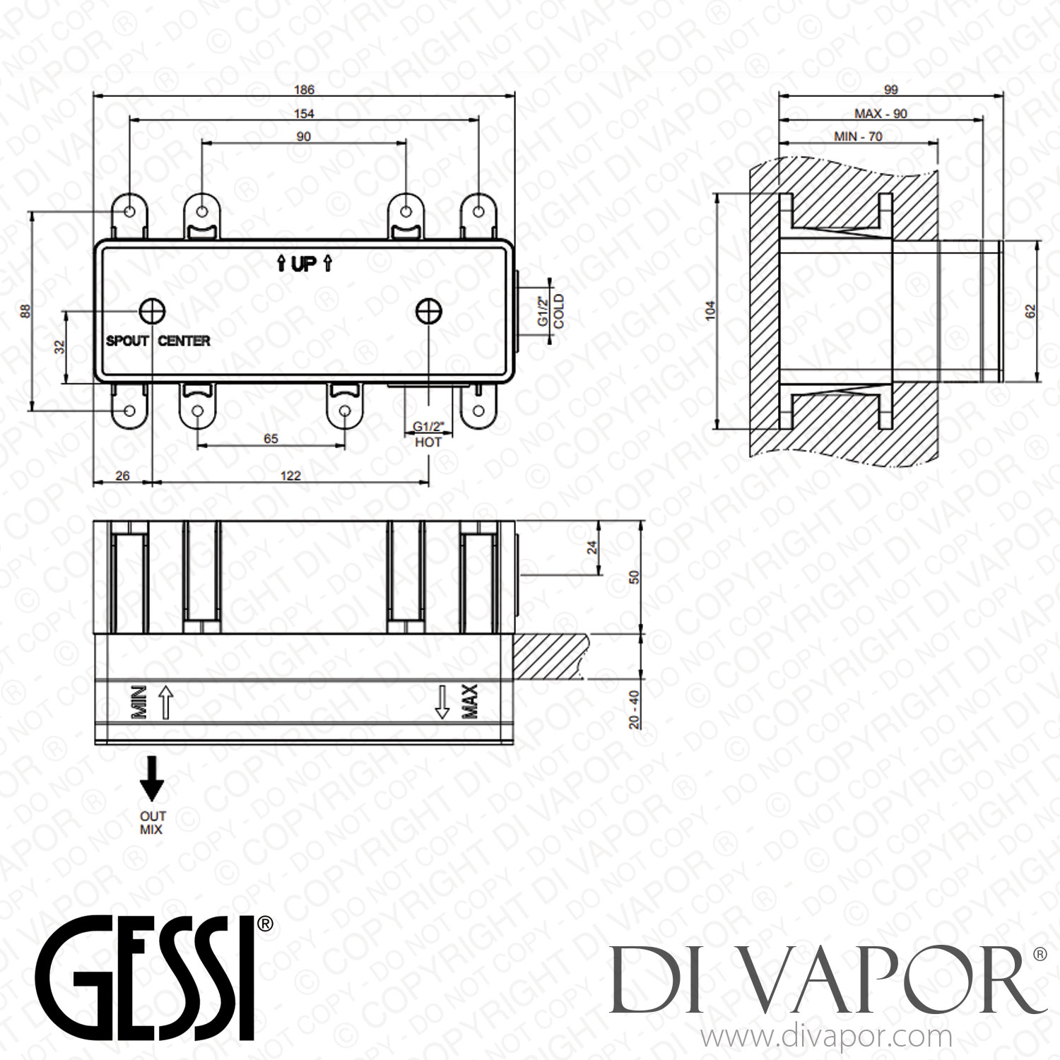Gessi Built-in Part Basin Mixer With Spout (Art. 44697) Spare Parts